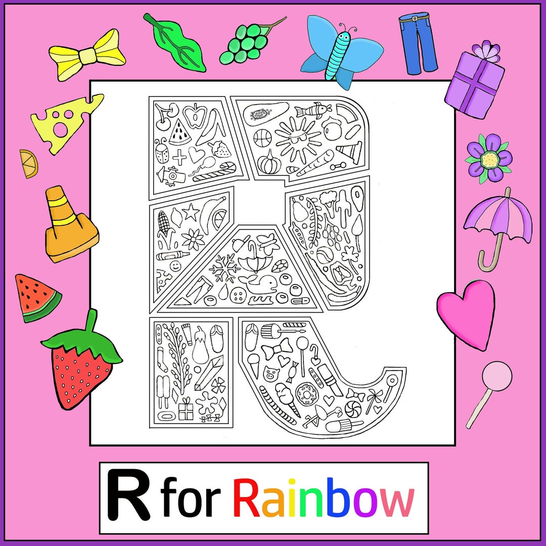 Rainbow Letter R Coloring Page Unique Alphabet Drawing 2 Sizes ...