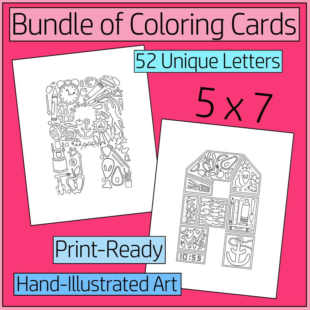 Printable Alphabet Art Bundle 2 Complete Sets of 52 Letters Unique ...