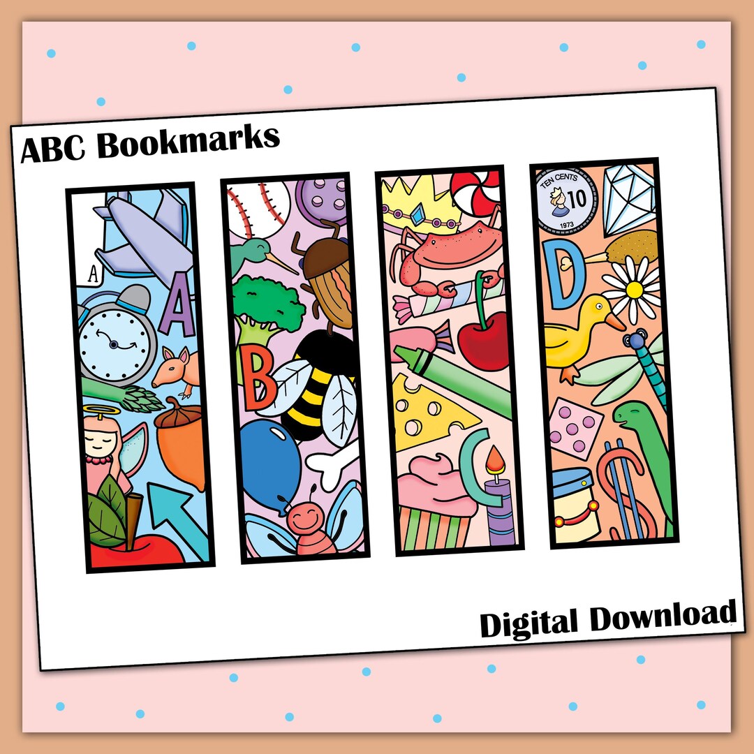 Alphabet Bookmarks With Cut Guides | Printable Colored and B&W | PDF ...
