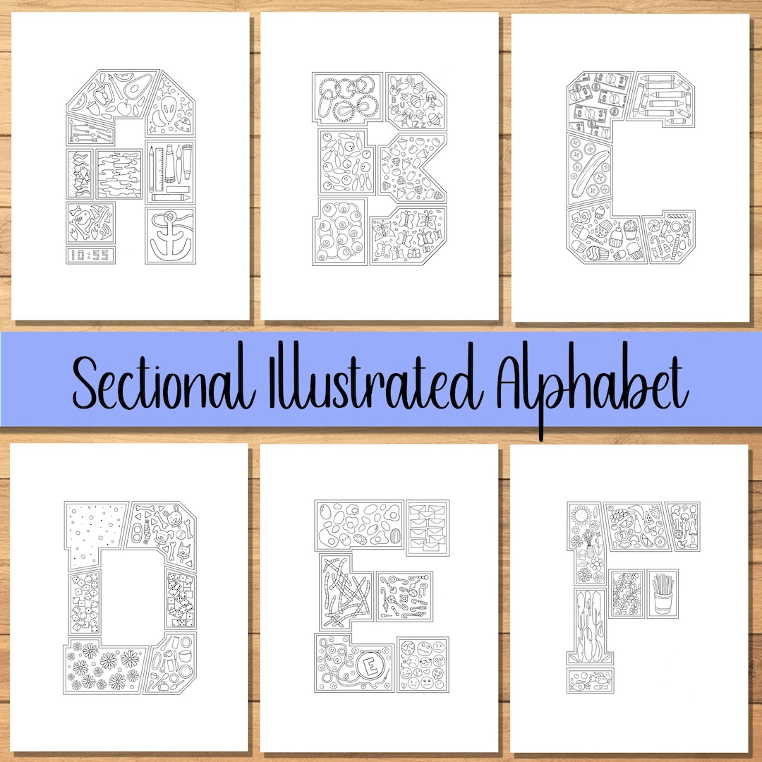 Individual Letter Coloring Pages. Printable and Hand-illustrated With ...