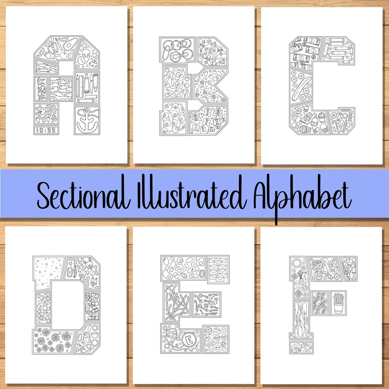 Individual Letter Coloring Pages. Printable and Hand-illustrated With ...