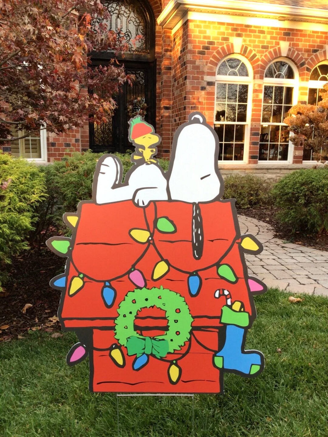 Peanuts/ Snoopy Christmas Doghouse Yard Sign With Woodstock - Etsy