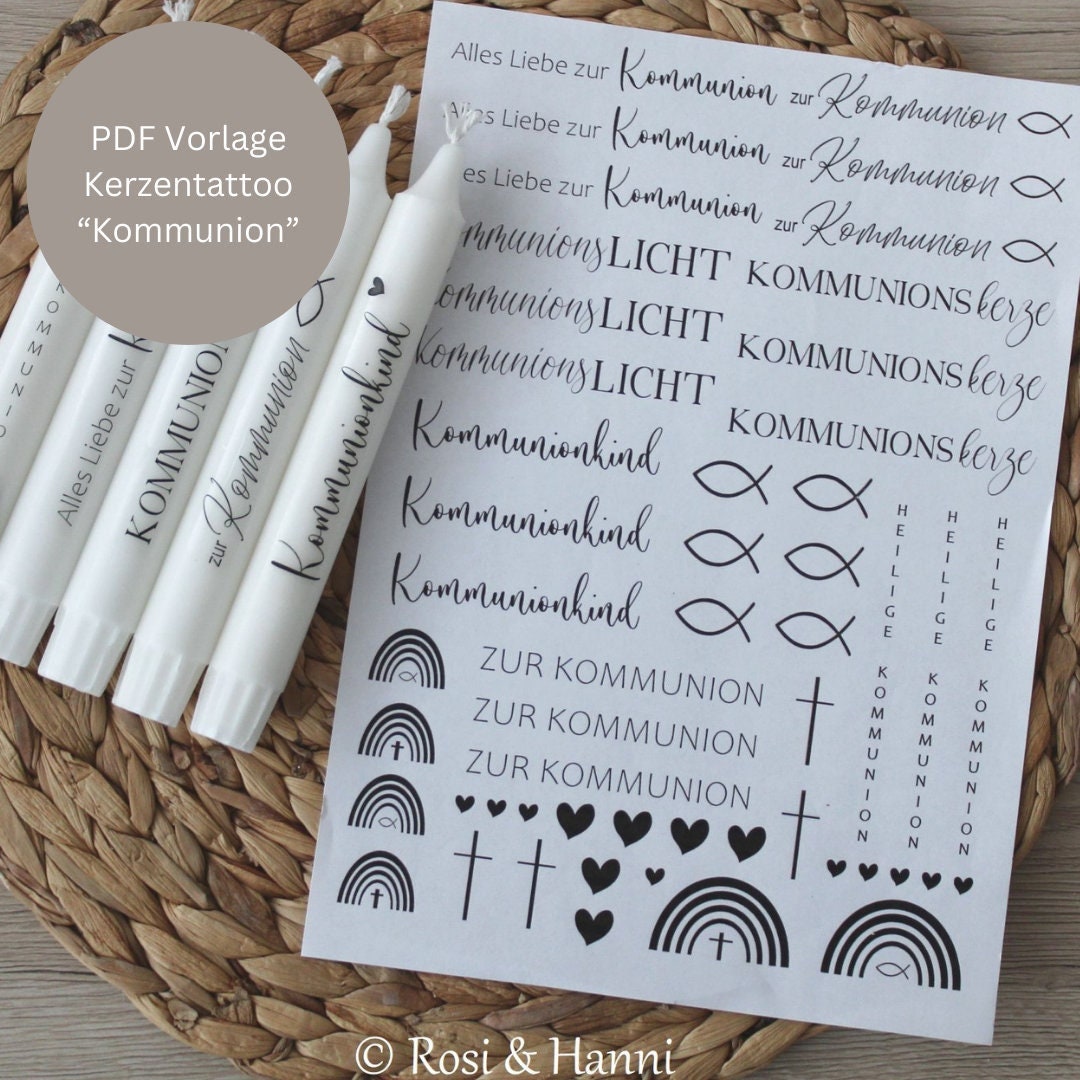 Communion Candle Tattoo PDF Template Candle Foil for Candles Candle ...