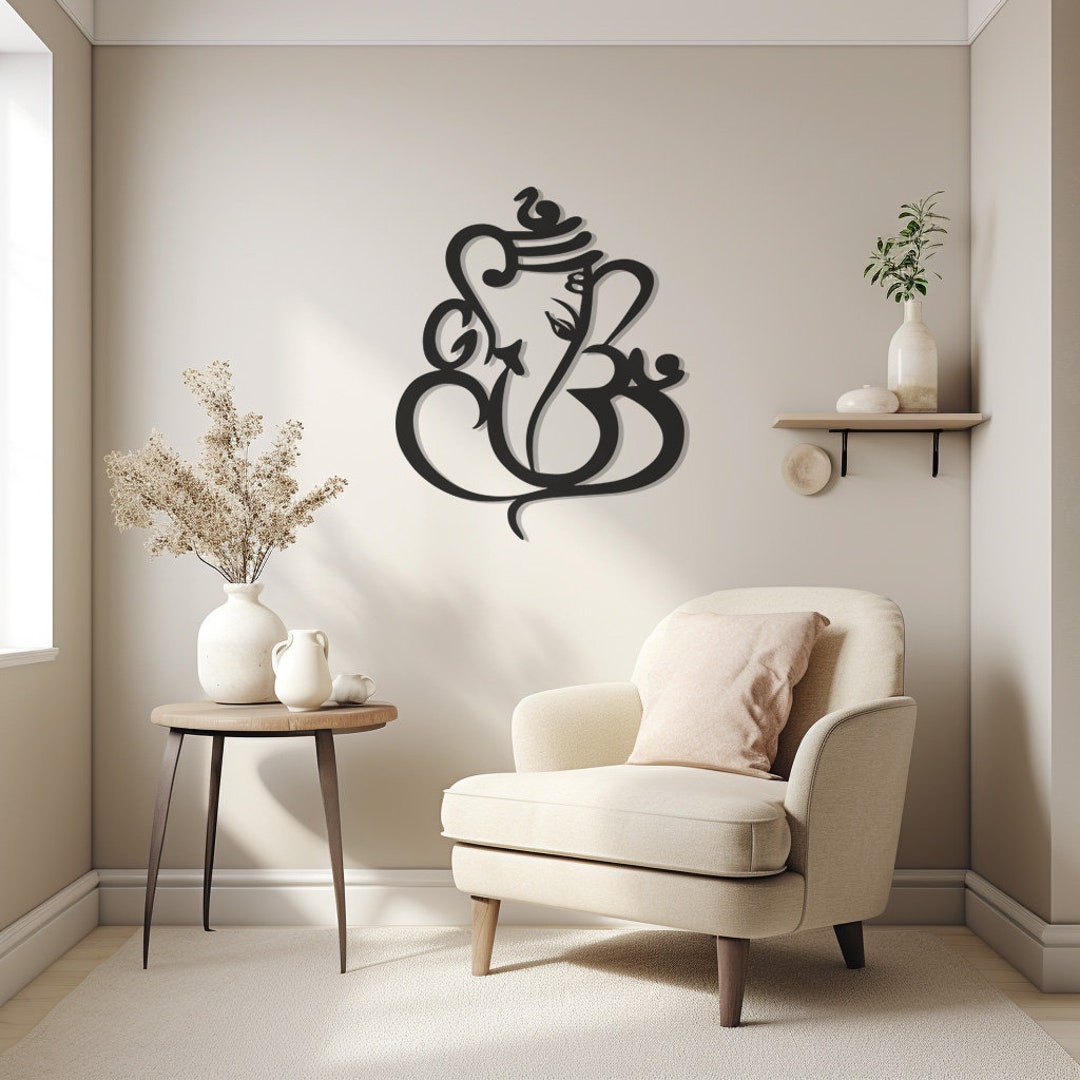 Ganesh Metal Wall Art, Hinduism Inspired Decor, Lord Ganesha Silhouette ...