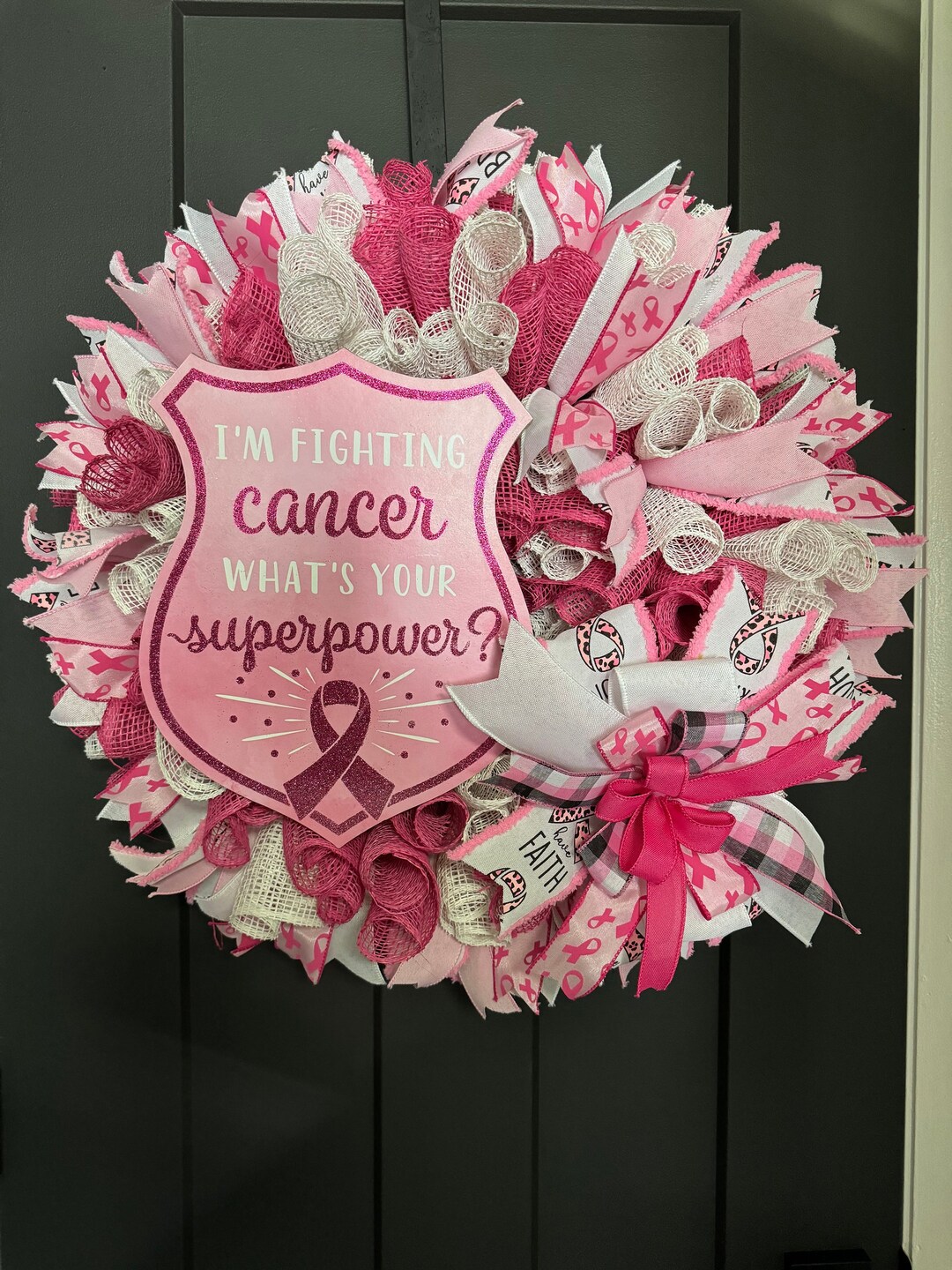 Breast Cancer Awareness Door Wreath - Etsy