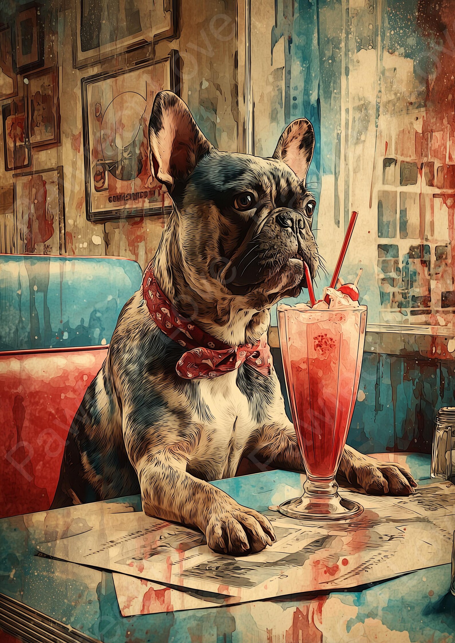 Retro Dog Wall Art Printable Frenchie Art Digital Download French ...