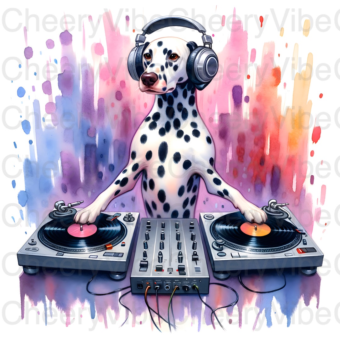 Dog Wall Art Printable DJ Dalmatian Dog on Turntables Pop Art Digital ...