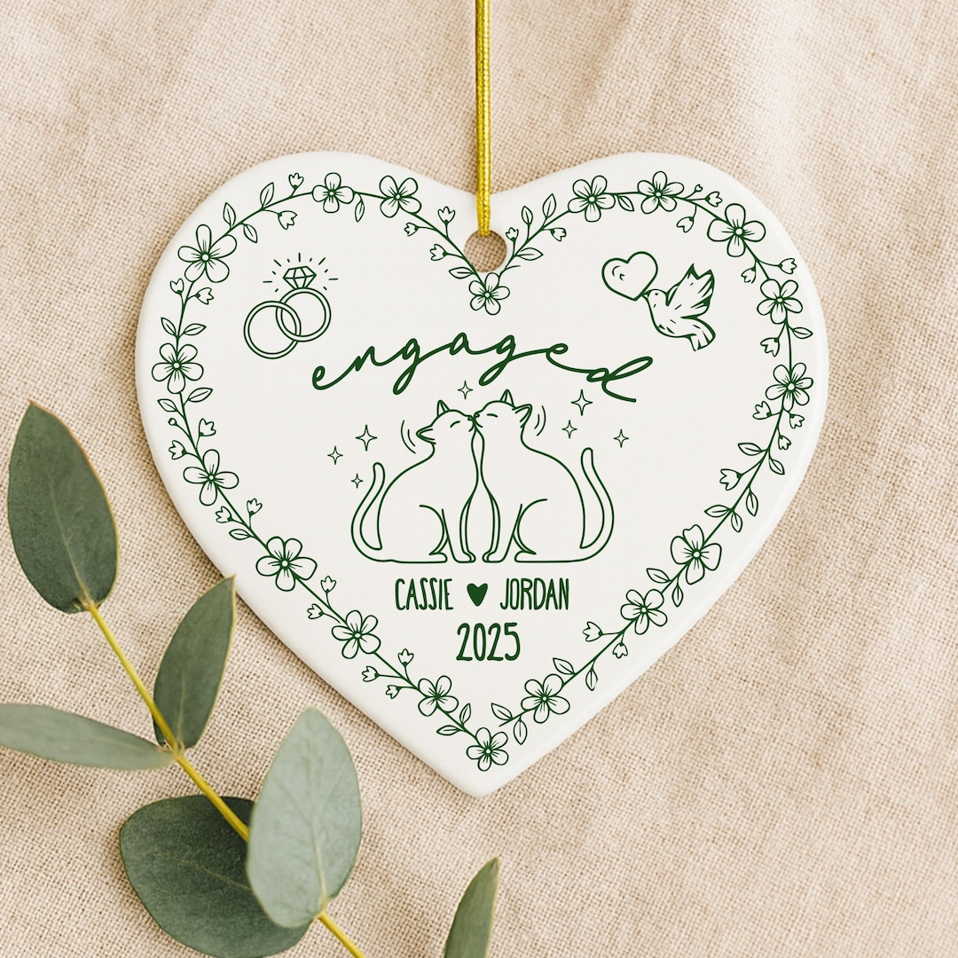 Personalized Cat Couple Engagement Ornament: Newly Engaged Cat Lover ...