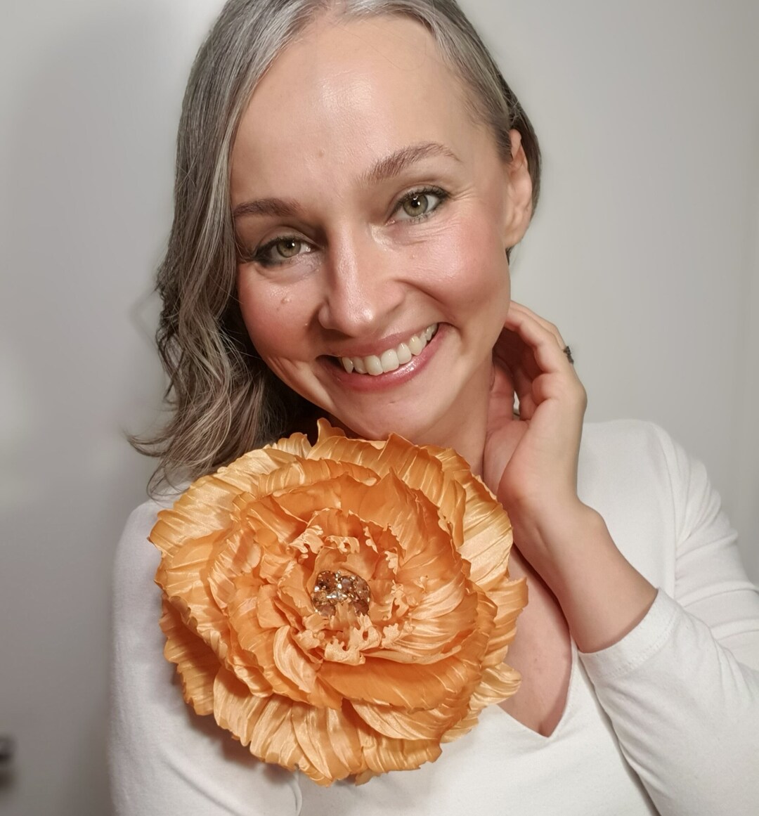 Extra Large Brooch Gold Color Silk Flower Brooch Oversized Flower ...
