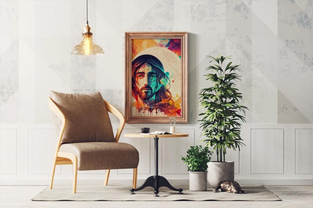 Jesus Christ Geometric Digital Artwork Inspirational Christian Wall Art ...