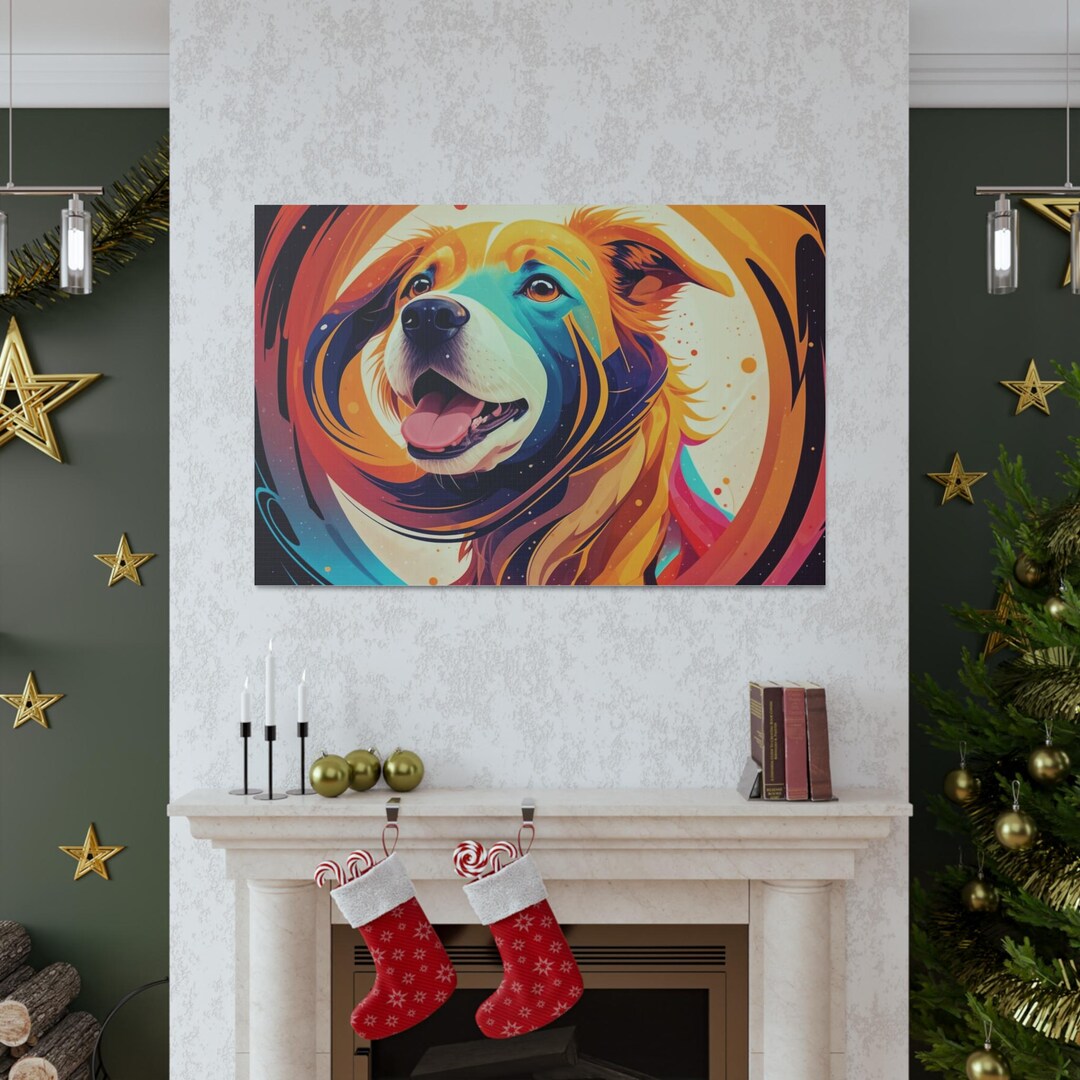 Golden Retriever Canvas Wall Art Vibrant Abstract Dog Print for Pet ...