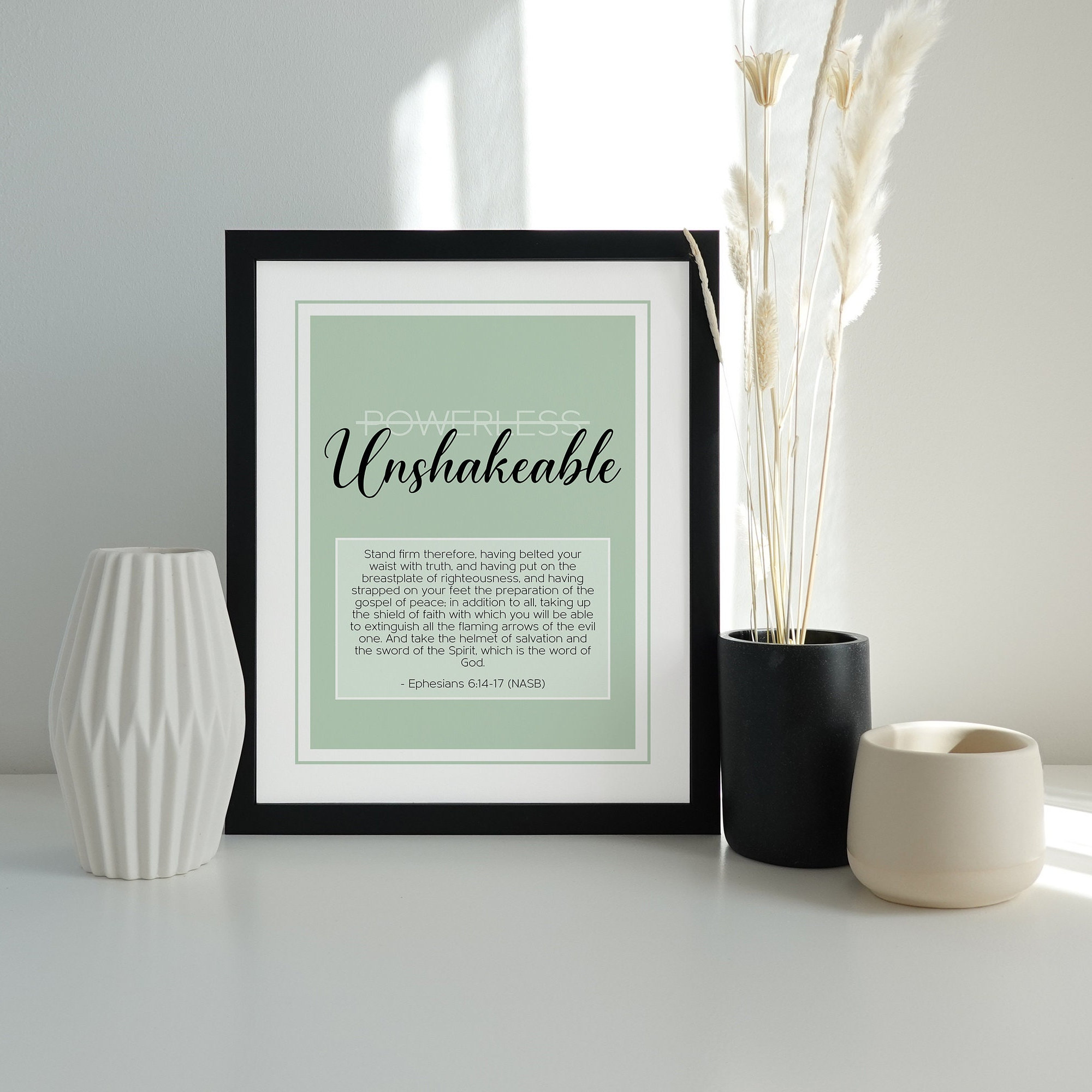 Armor of God Religious Sage Green Wall Art Printable, Modern Christian ...