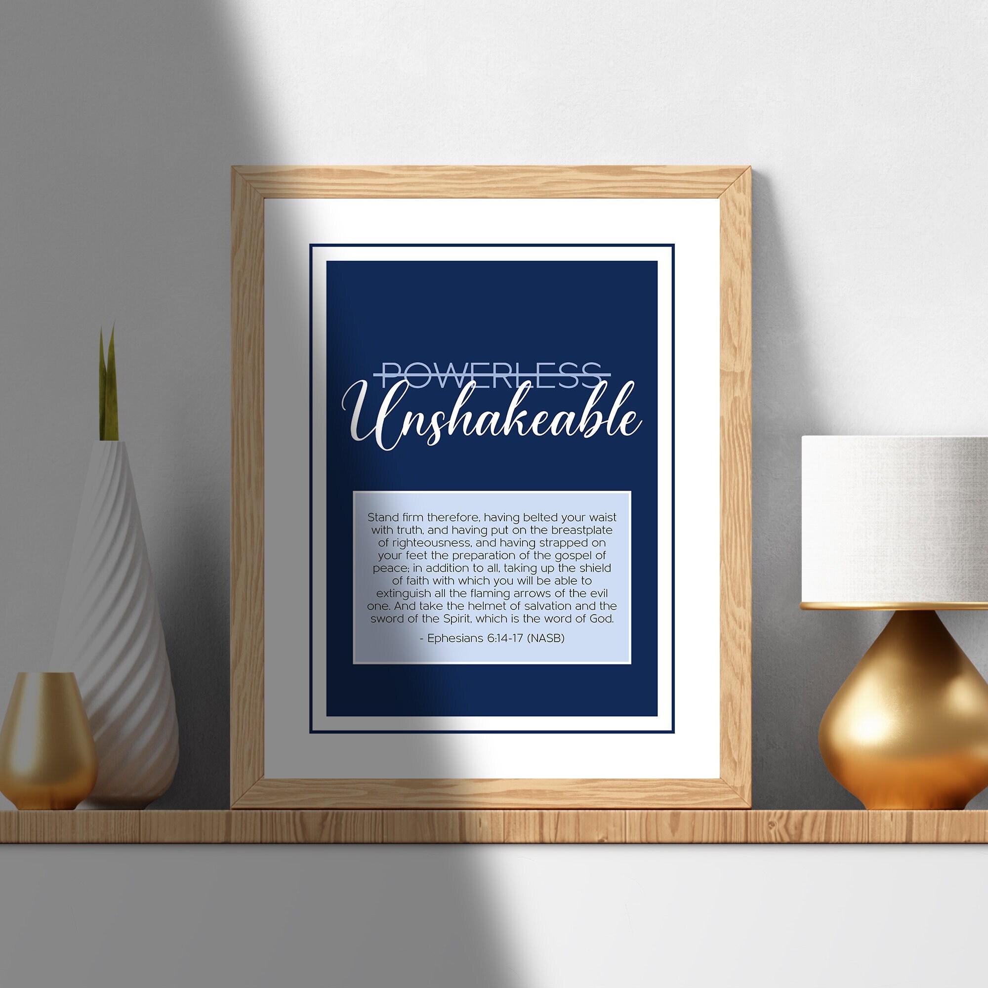 The Armor of God Navy Blue Bible Verse Wall Art, Biblical Christian ...
