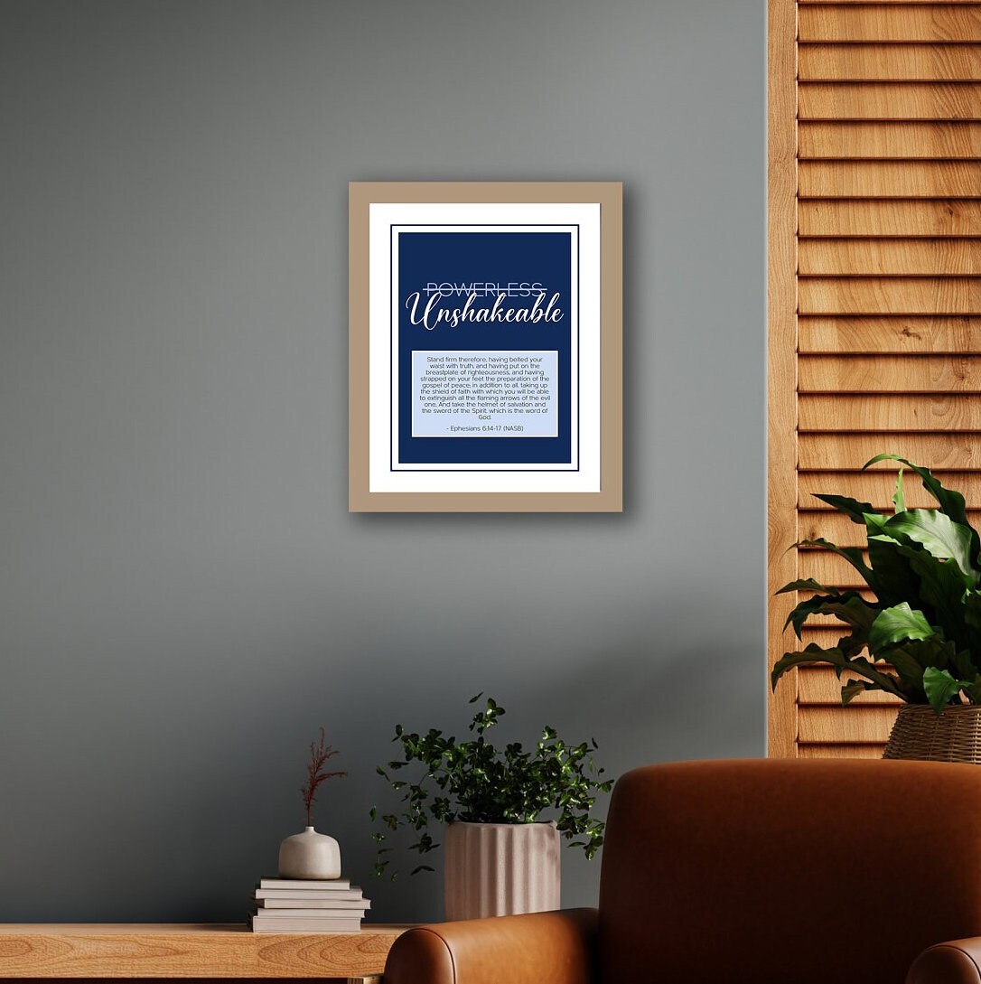 The Armor of God Navy Blue Bible Verse Wall Art, Biblical Christian ...