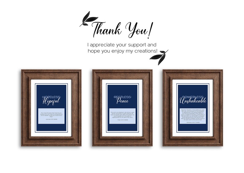 3 Piece Wall Art Set of 3 Prints Navy Blue Bible Verse - Etsy