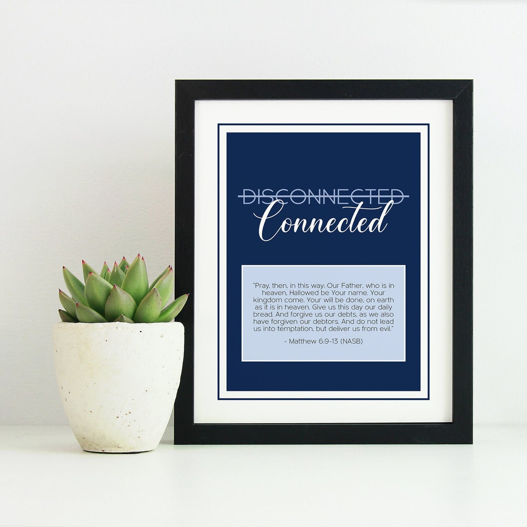 The Lord's Prayer, Navy Blue Scripture Wall Art Printable, Modern ...