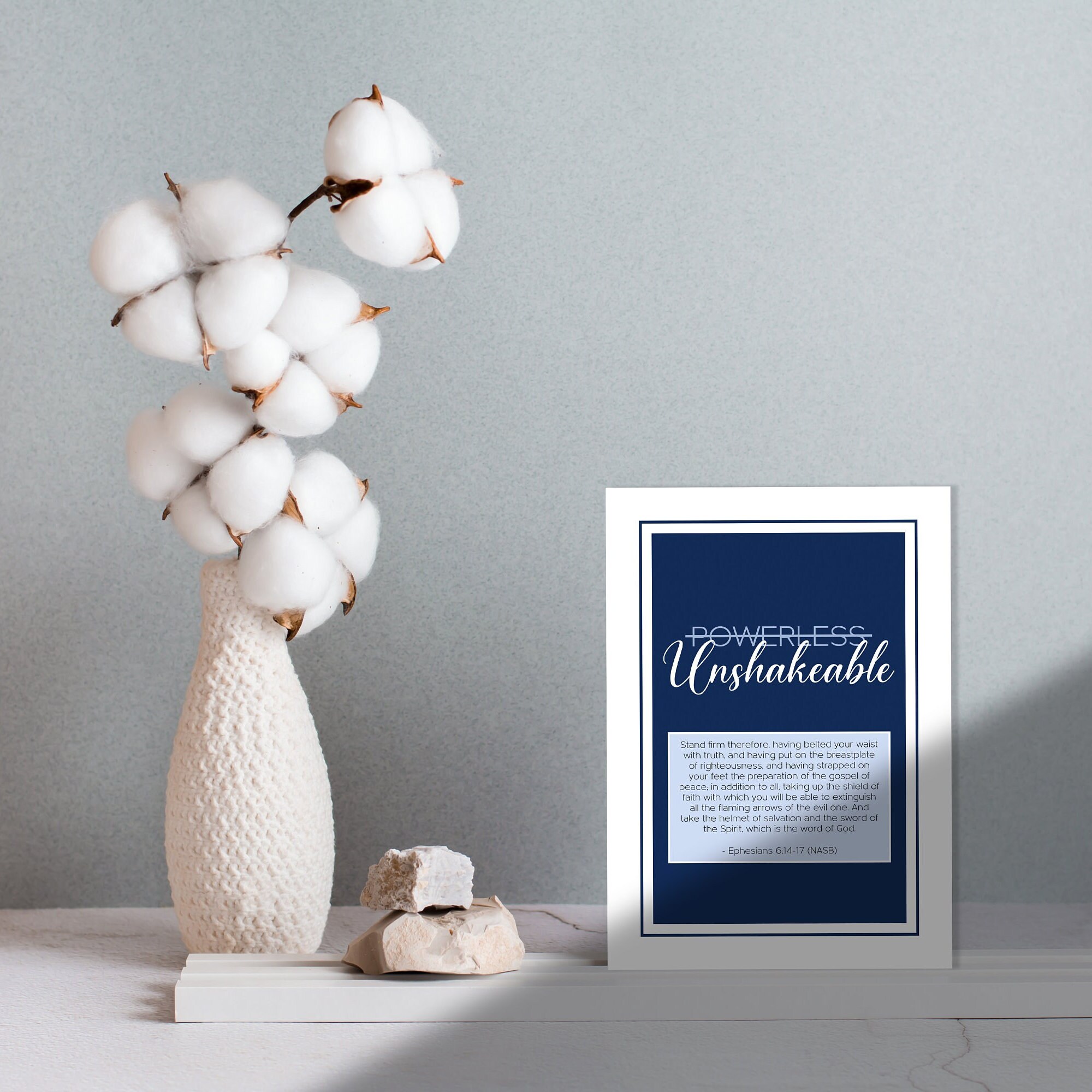 The Armor of God Navy Blue Bible Verse Wall Art, Biblical Christian ...