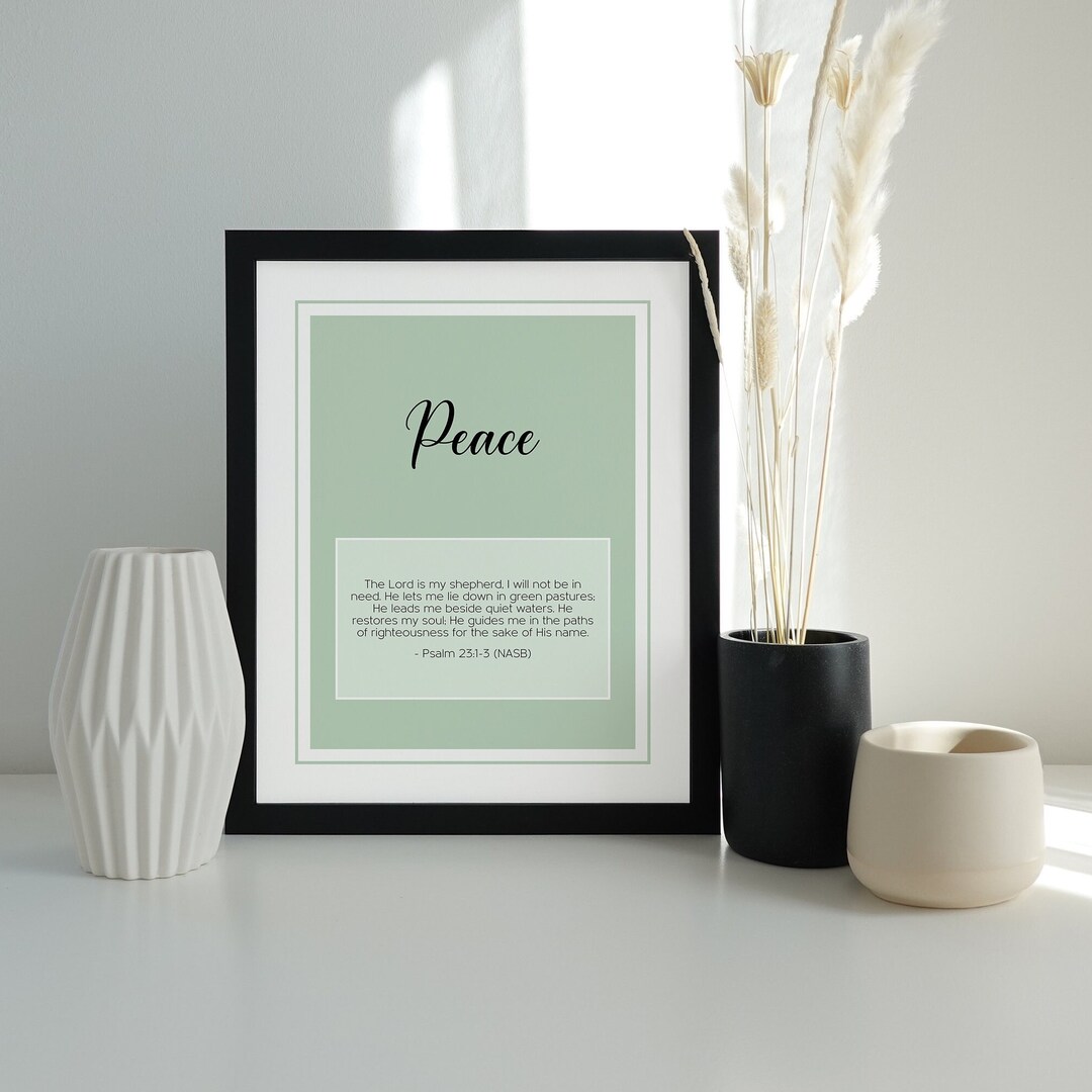Psalm 23 Sage Green Scripture Wall Art Printable, Bible Artwork ...