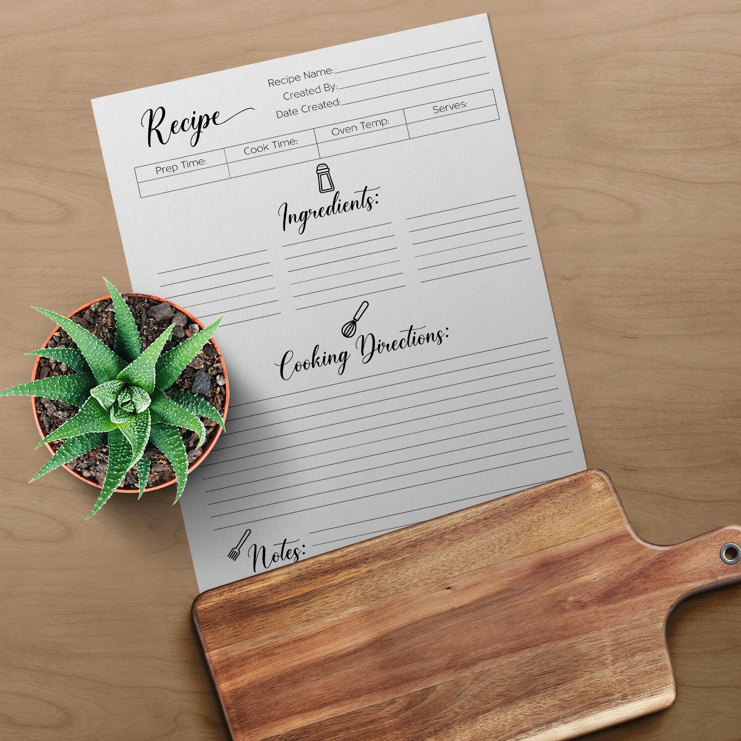 Printable Blank Recipe Book Template Insert, 3 Ring Recipe Sheet ...