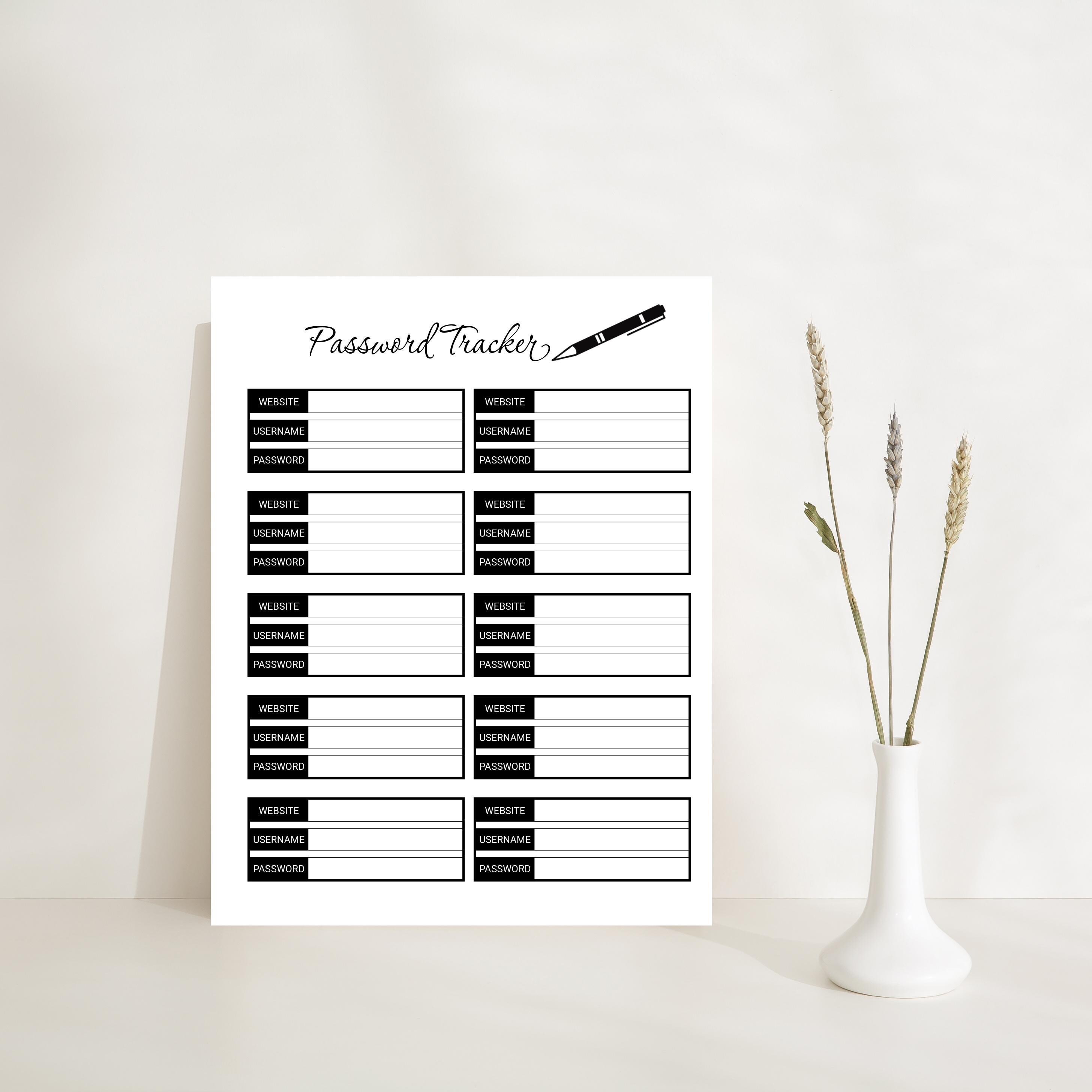 Login and Password Tracker Printable PDF, 3 Ring Binder Password ...