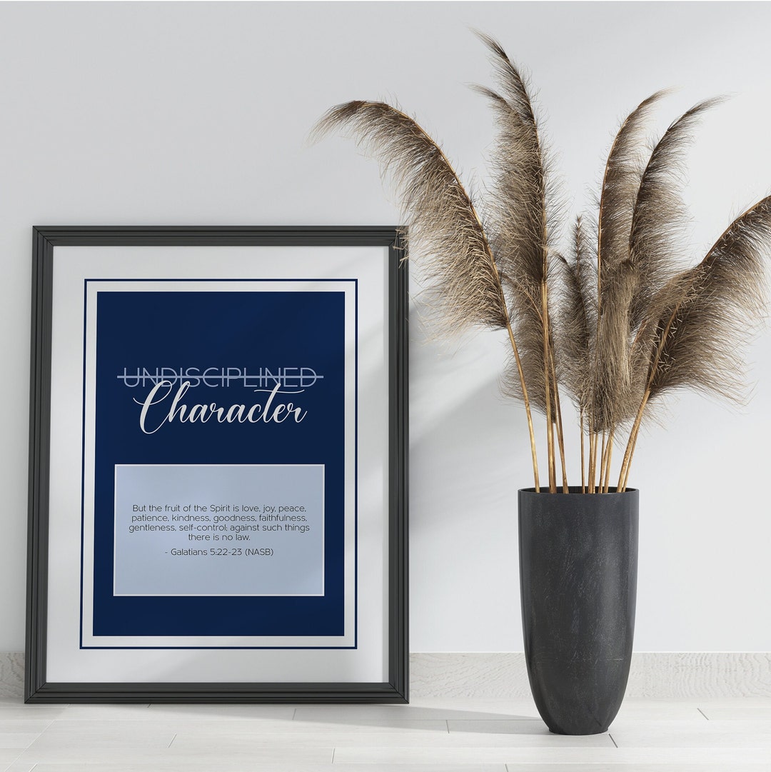 Fruit of the Spirit Navy Blue Bible Verse Wall Art Words of - Etsy