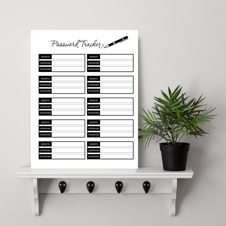 Login and Password Tracker Printable PDF, 3 Ring Binder Password ...