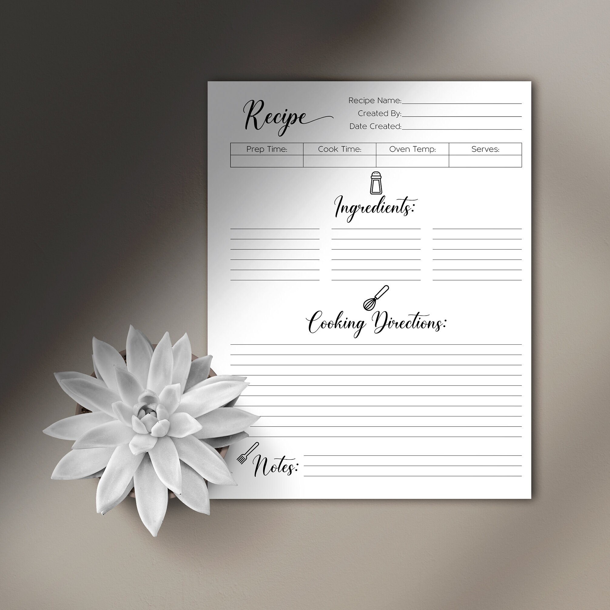 Printable Blank Recipe Book Template Insert, 3 Ring Recipe Sheet ...