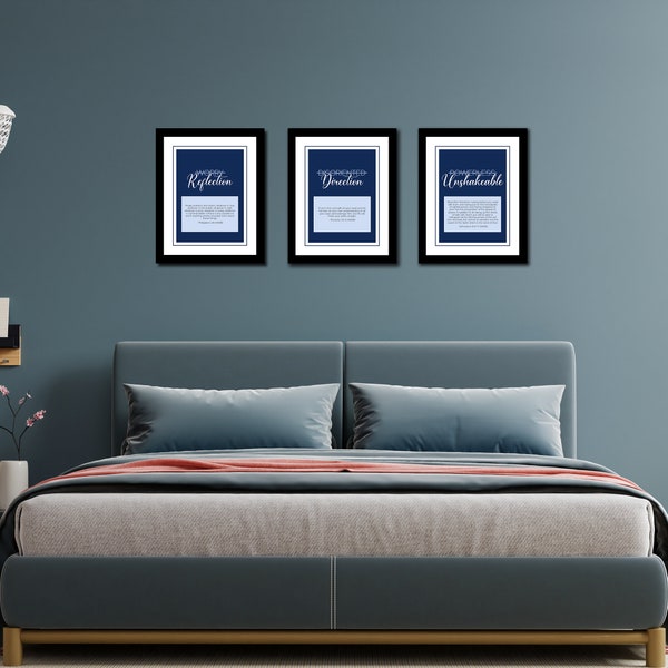 For I Know the Plans Navy Blue Wall Art for Living Room, Christian ...