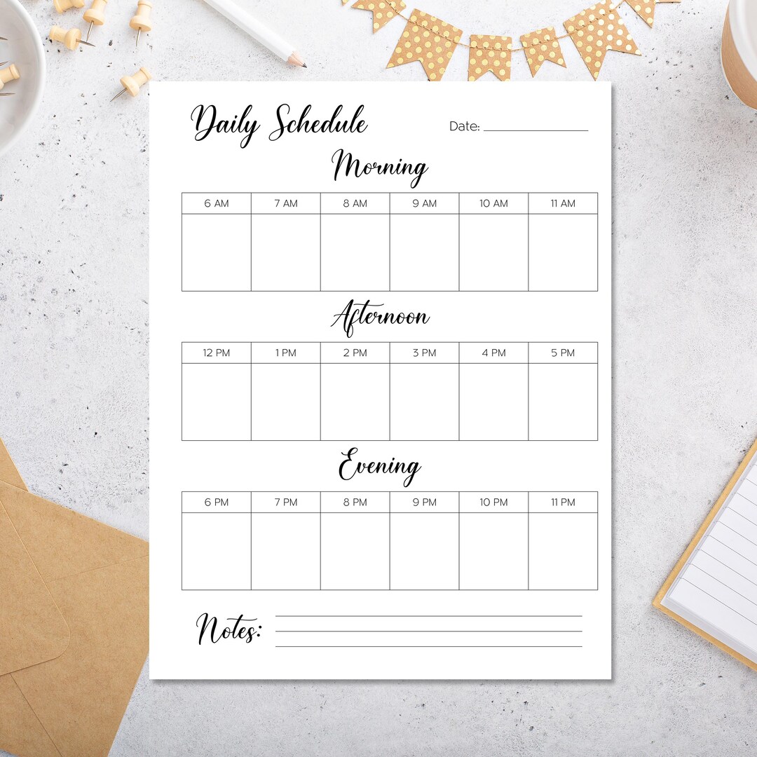 New Year Daily Schedule Template, Daily Planner PDF Insert, Printable ...