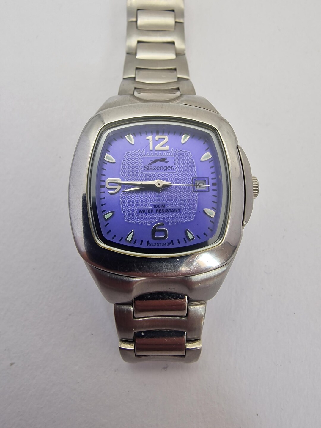 Vintage Slazenger Quartz Watch: Purple Face Stainless Steel Bangle - Etsy