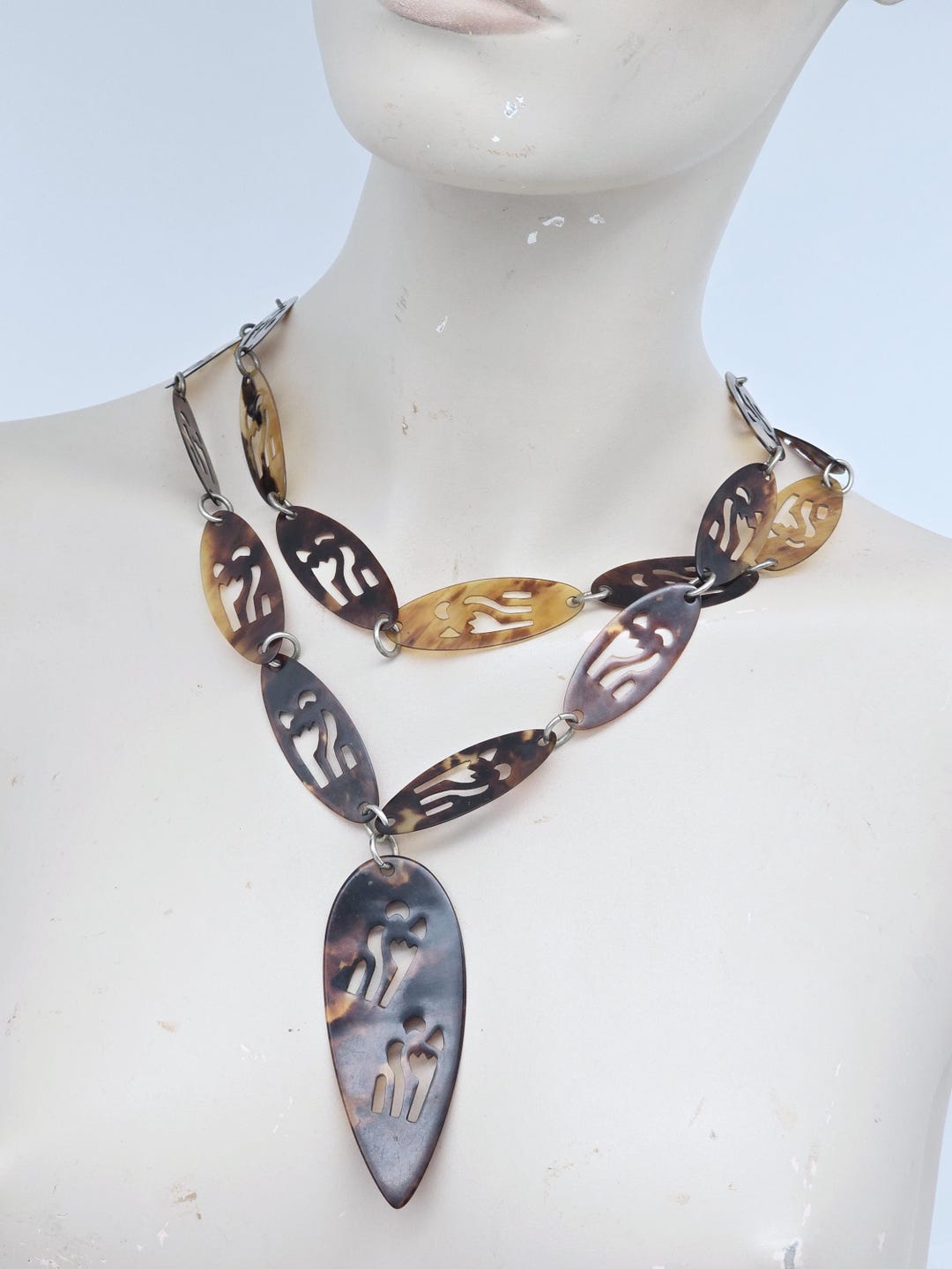 Vintage Faux Tortoiseshell Celluloid Long Statement Necklace - Etsy