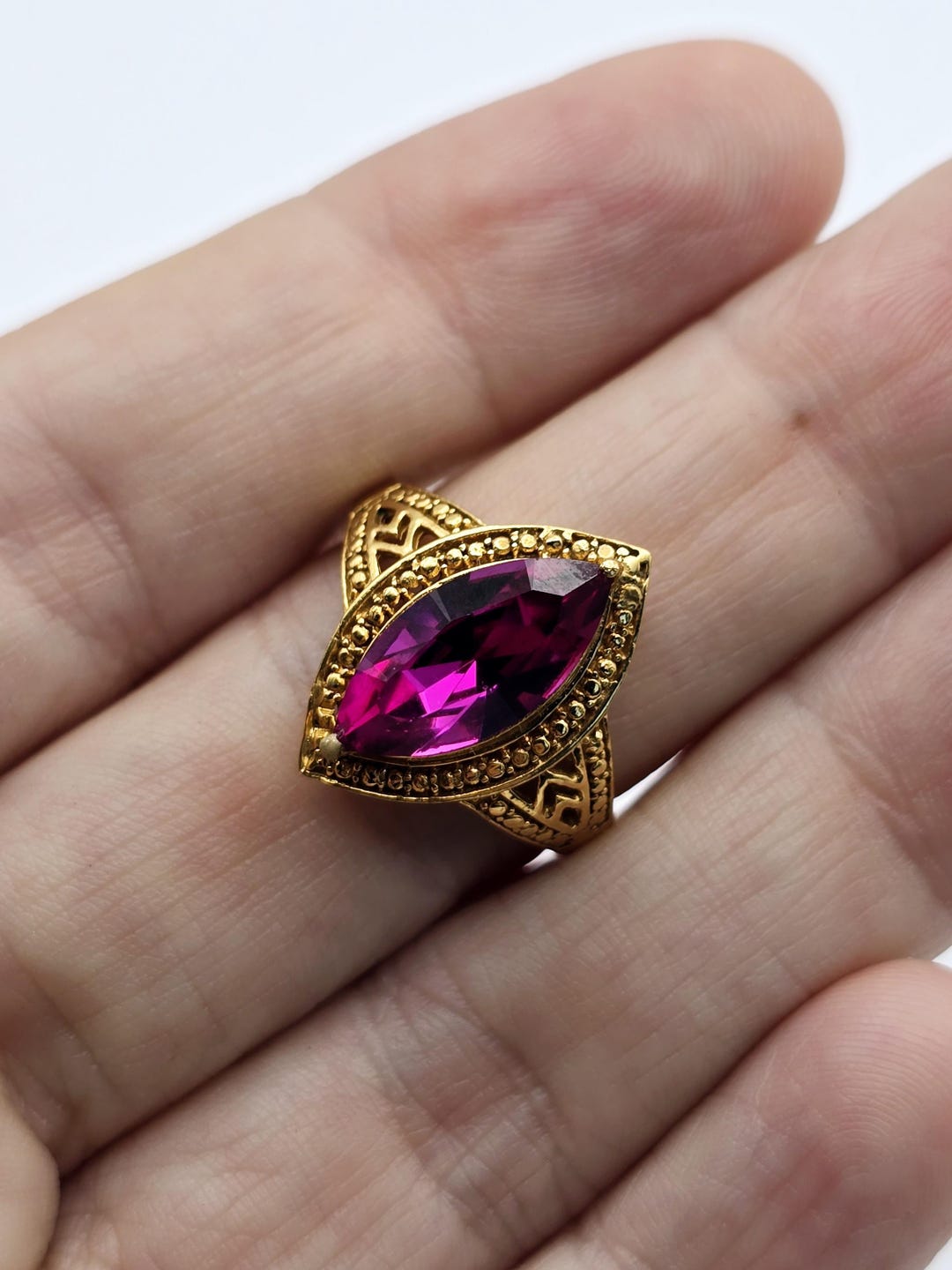 Pre Loved Gold Bonded Karis Statement Ring - Etsy