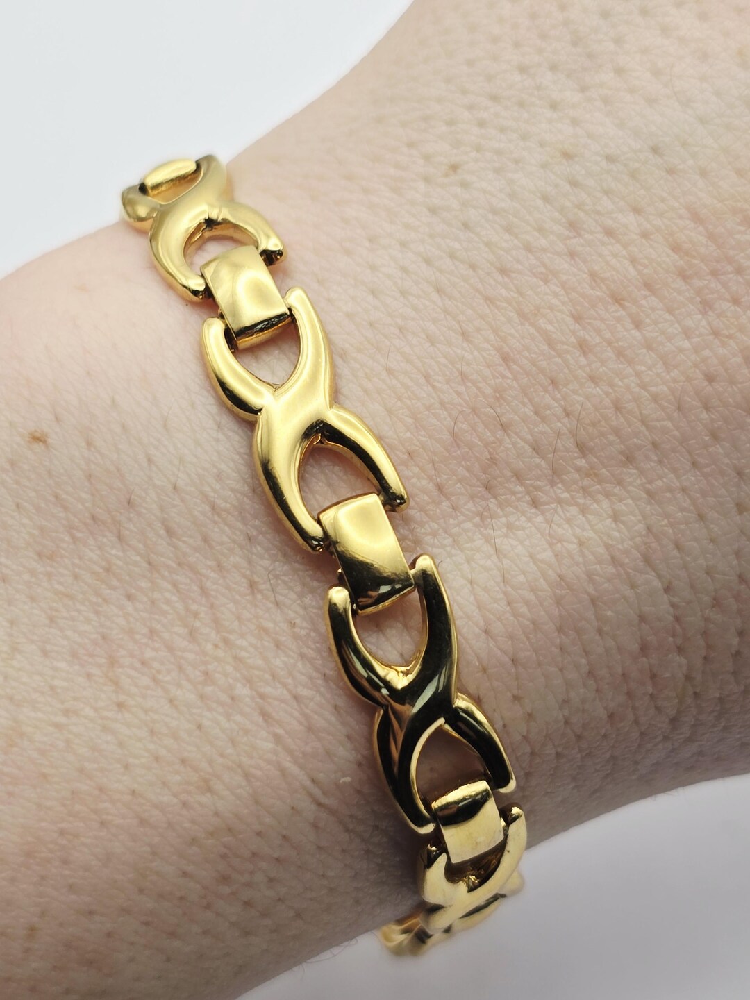 Vintage Monet Gold Tone X Style Link Bracelet - Etsy