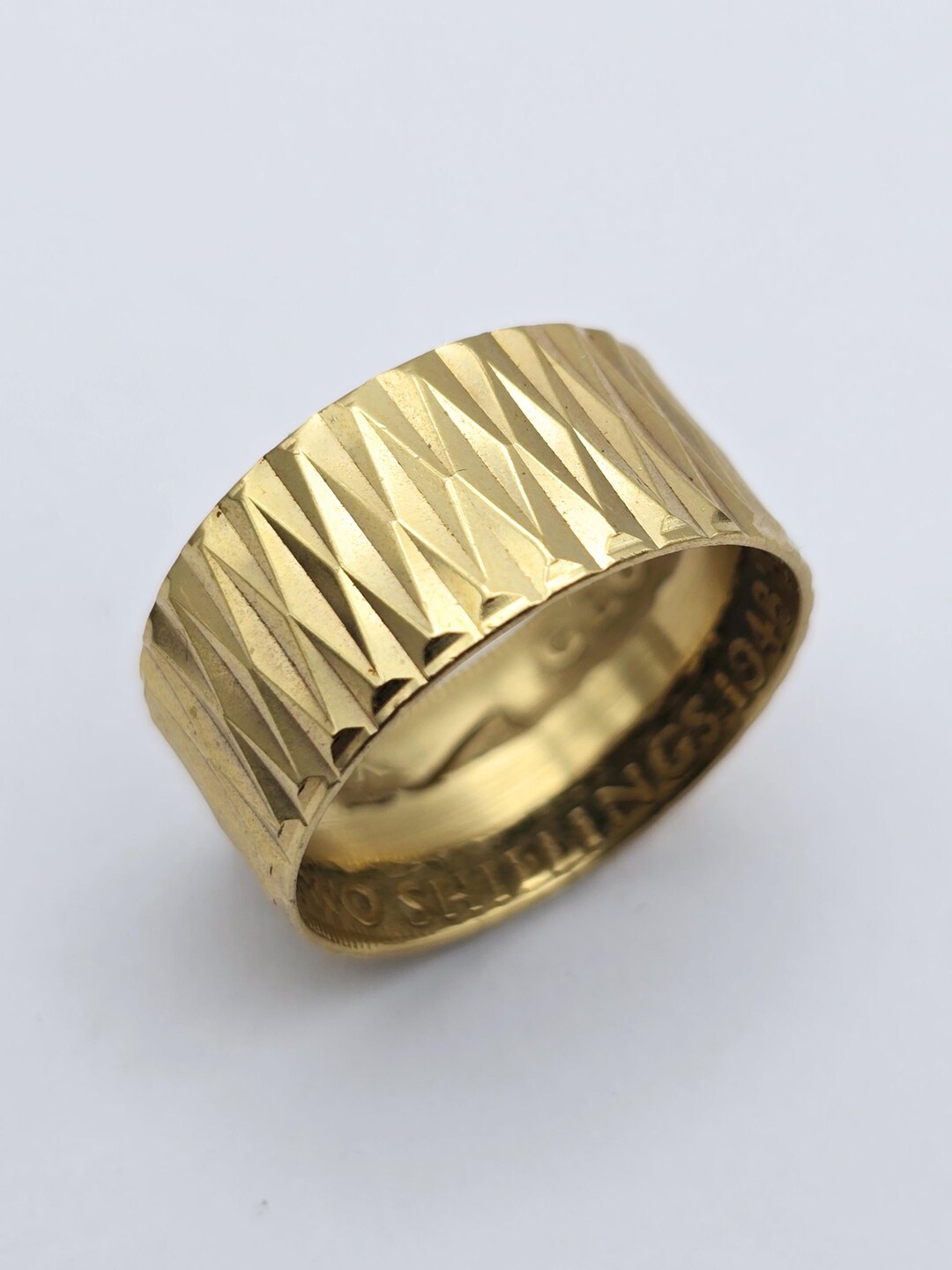 1948 Vintage Wide Textured Gold Plated George VI Shilling Coin Ring - Etsy