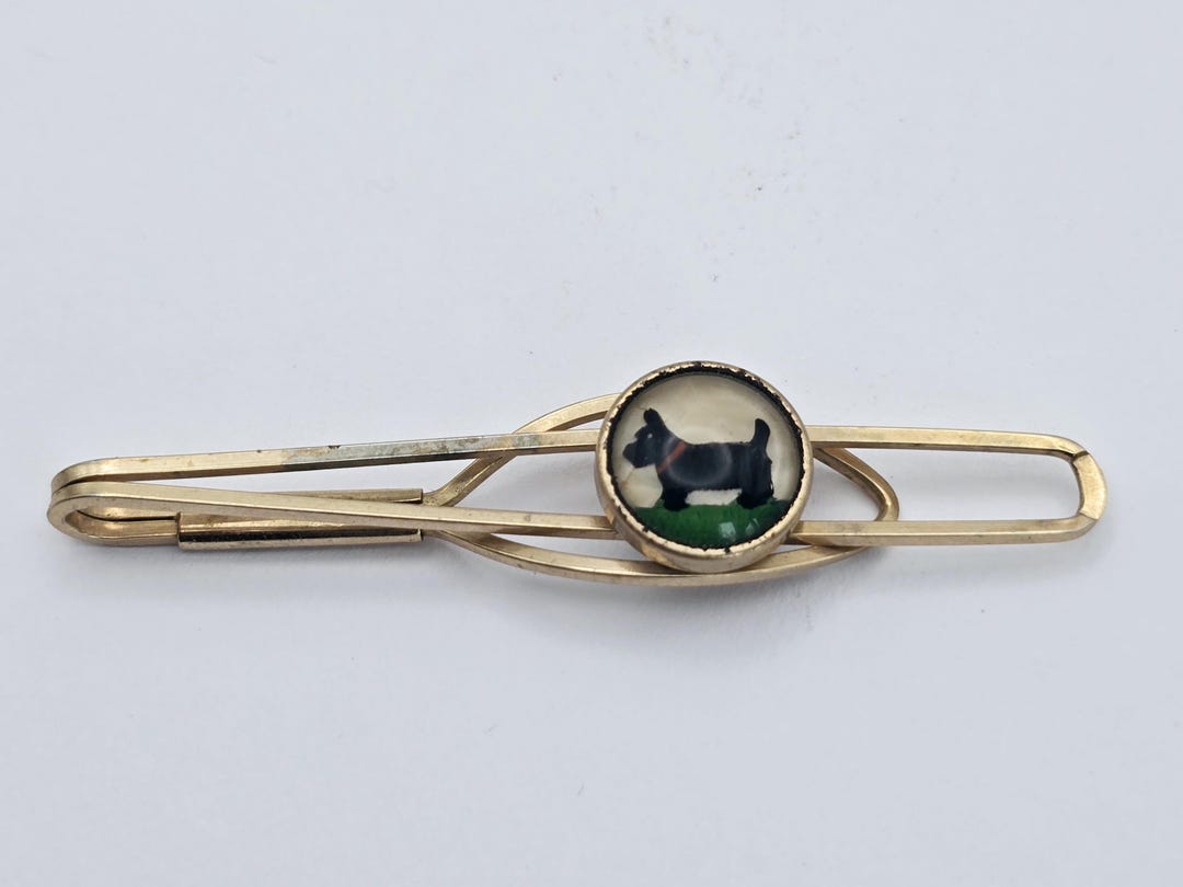 Vintage Stratton Intaglio Reverse Painted Dod Tie Bar Clip Essex ...
