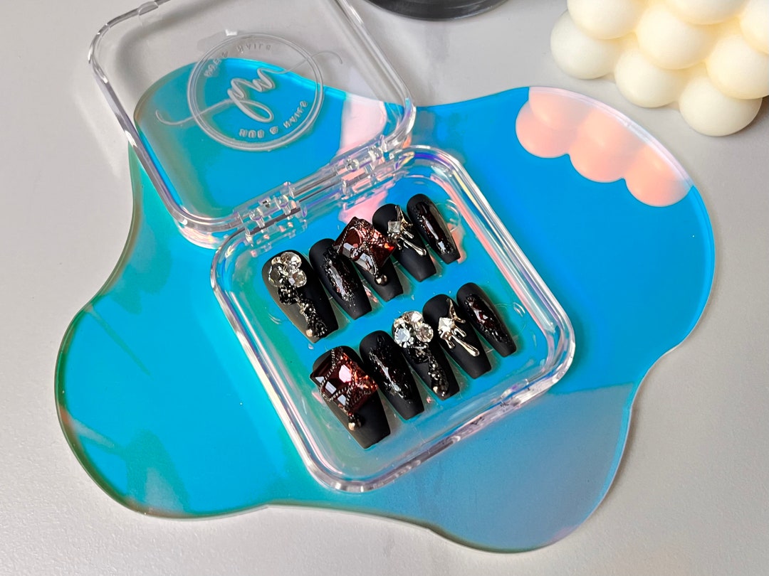 Press on Nails Velvet Vortex 3D Press on Nails Matte Black Press on ...
