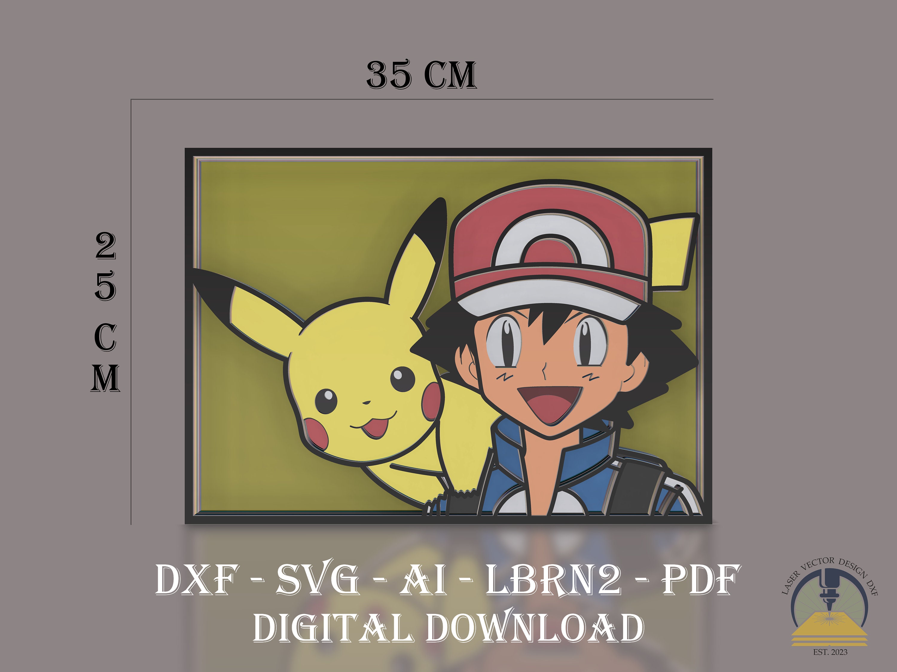 Pikachu Layered 3D Wall Frames Laser Cut Template - Etsy