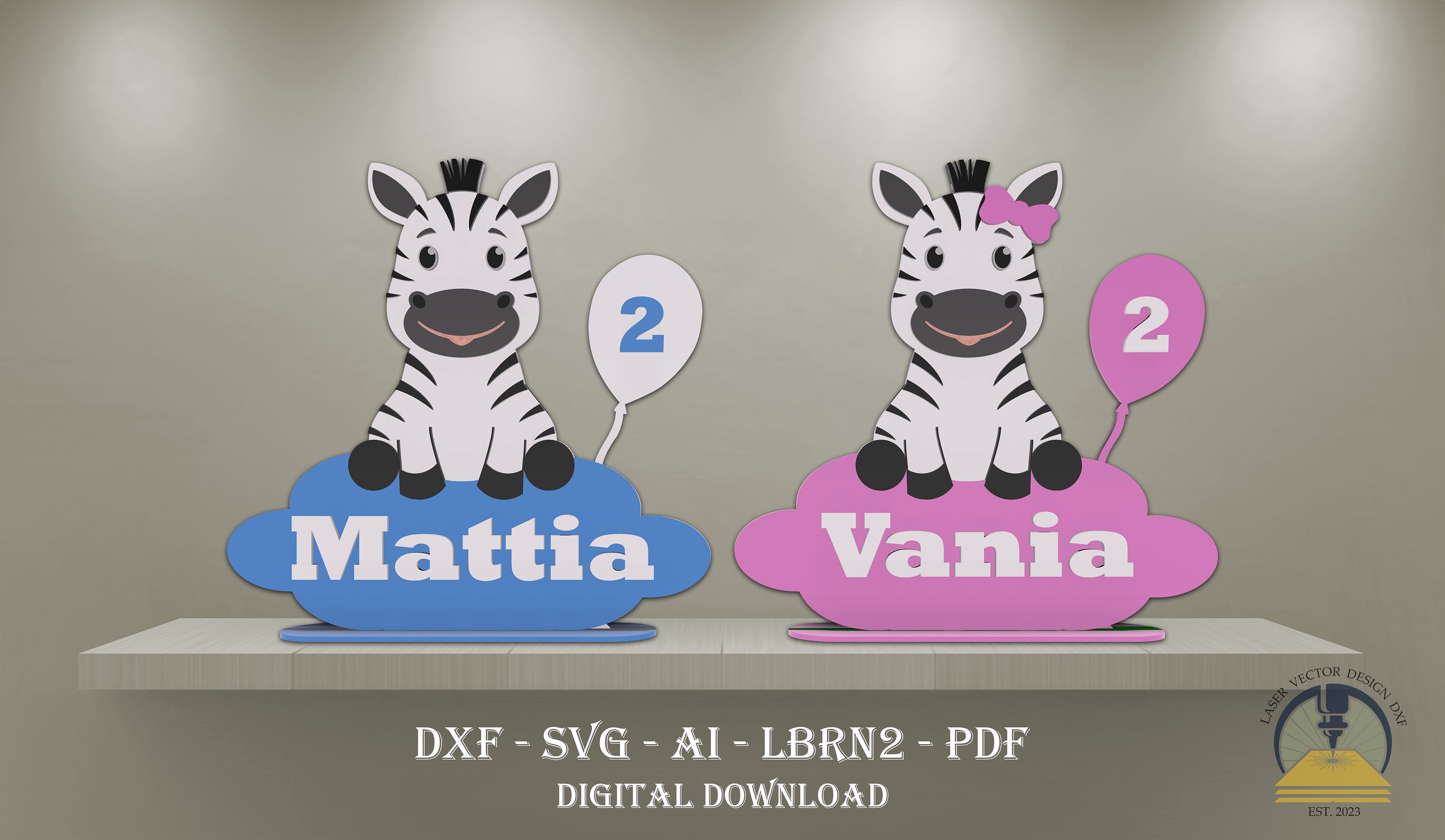 Zebra Zoo Safari Animals Stands Personalized Stand Wooden Name Sign ...
