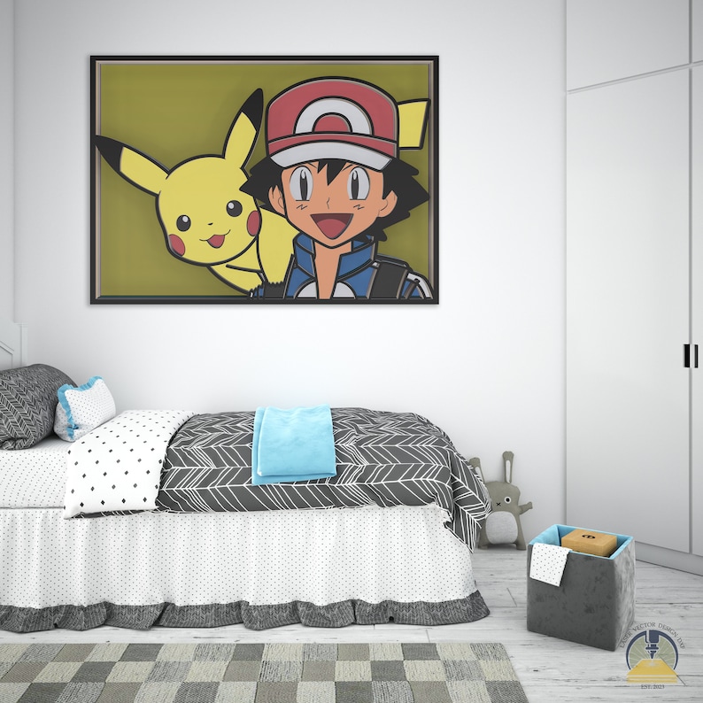 Pikachu Layered 3D Wall Frames Laser Cut Template - Etsy