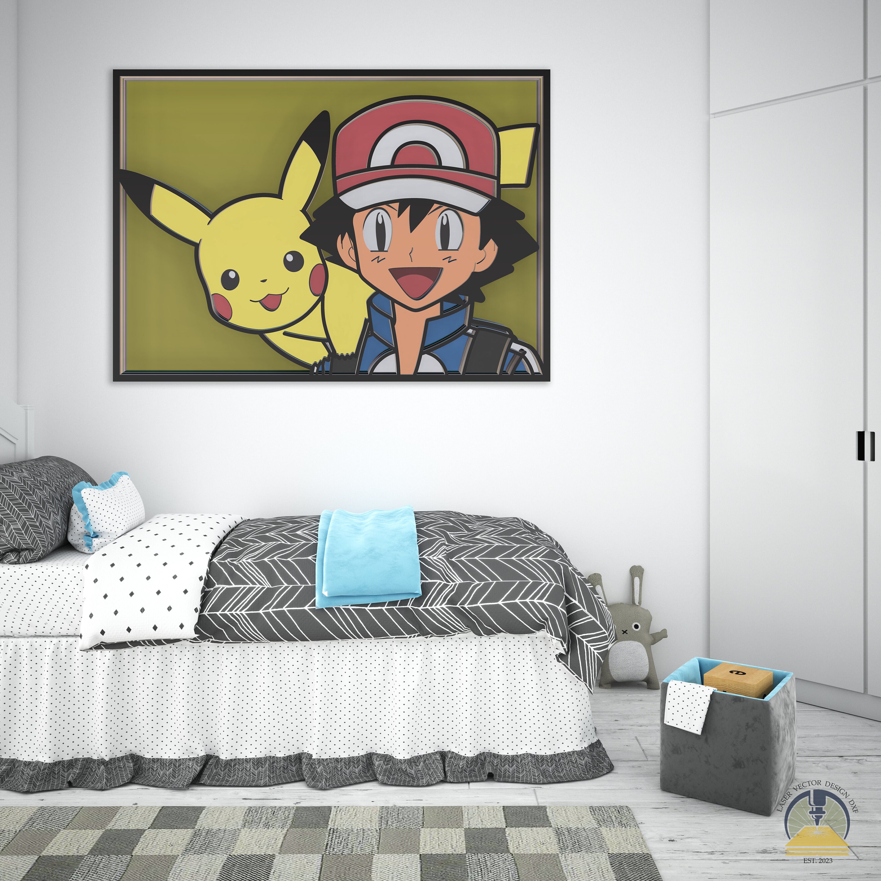 Pikachu Layered 3D Wall Frames Laser Cut Template - Etsy