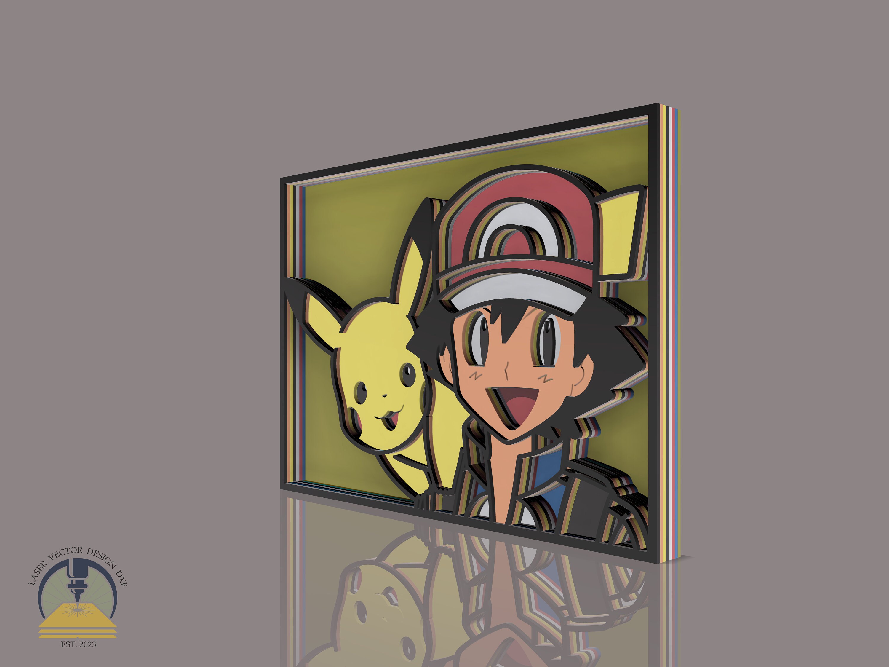 Pikachu Layered 3D Wall Frames Laser Cut Template - Etsy