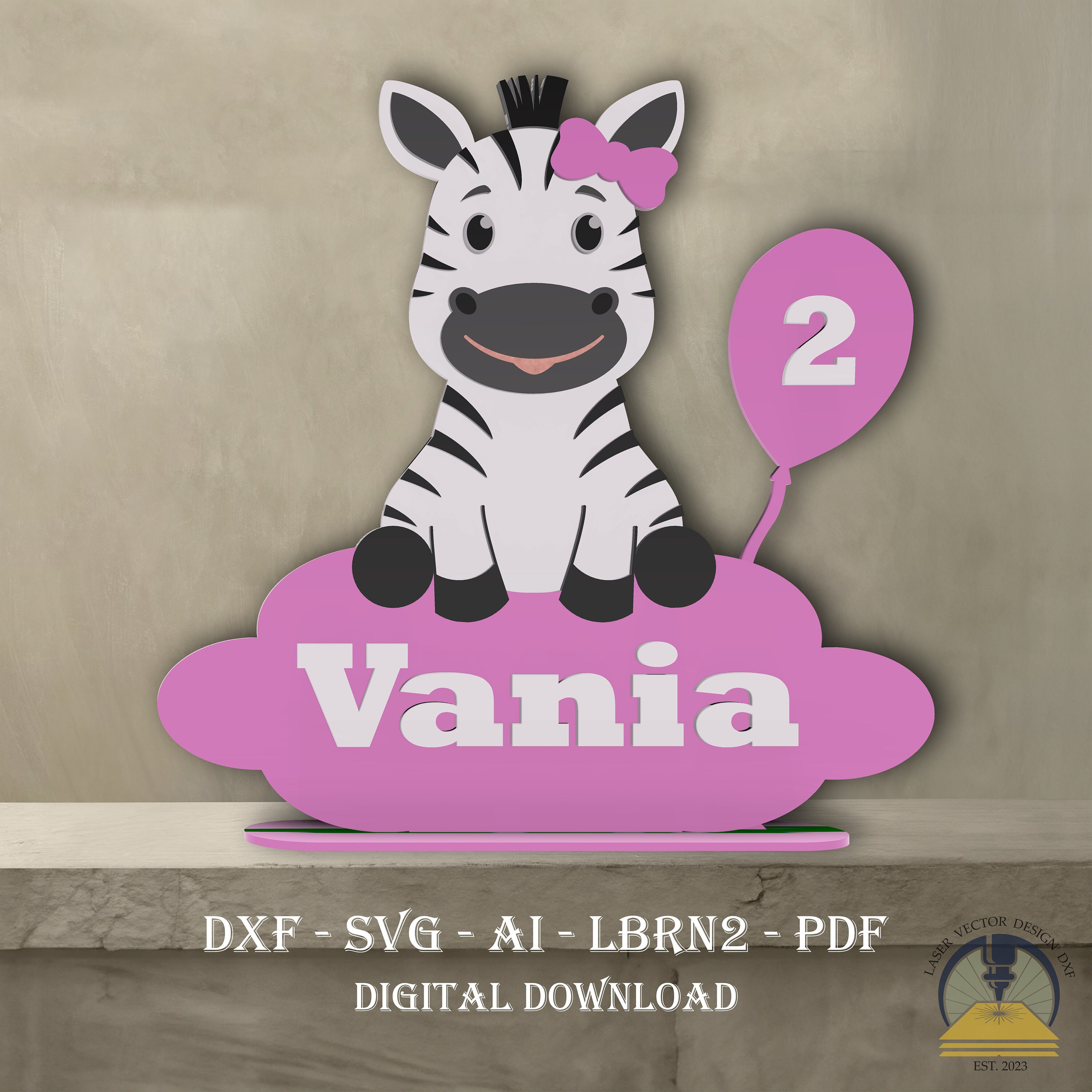 Zebra Zoo Safari Animals Stands Personalized Stand Wooden Name Sign ...