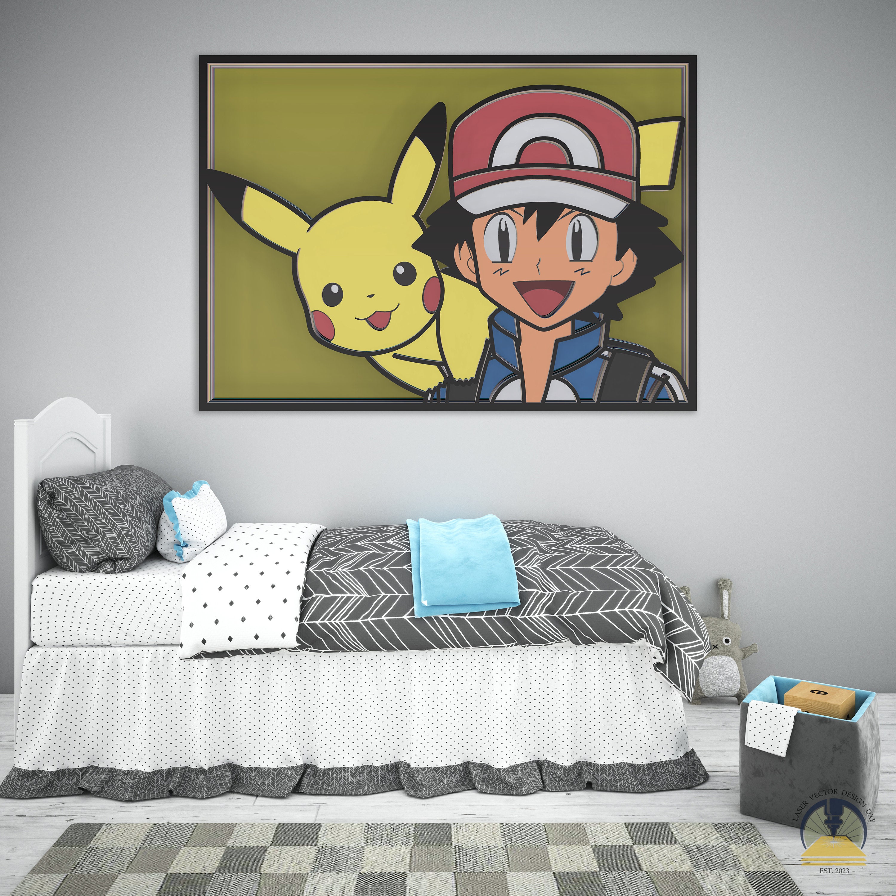 Pikachu Layered 3D Wall Frames Laser Cut Template - Etsy