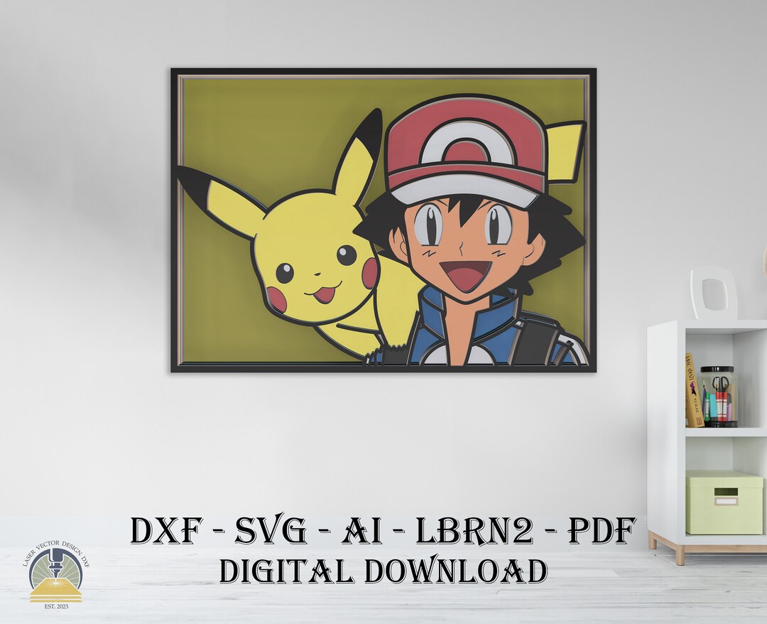 Pikachu Layered 3D Wall Frames Laser Cut Template - Etsy