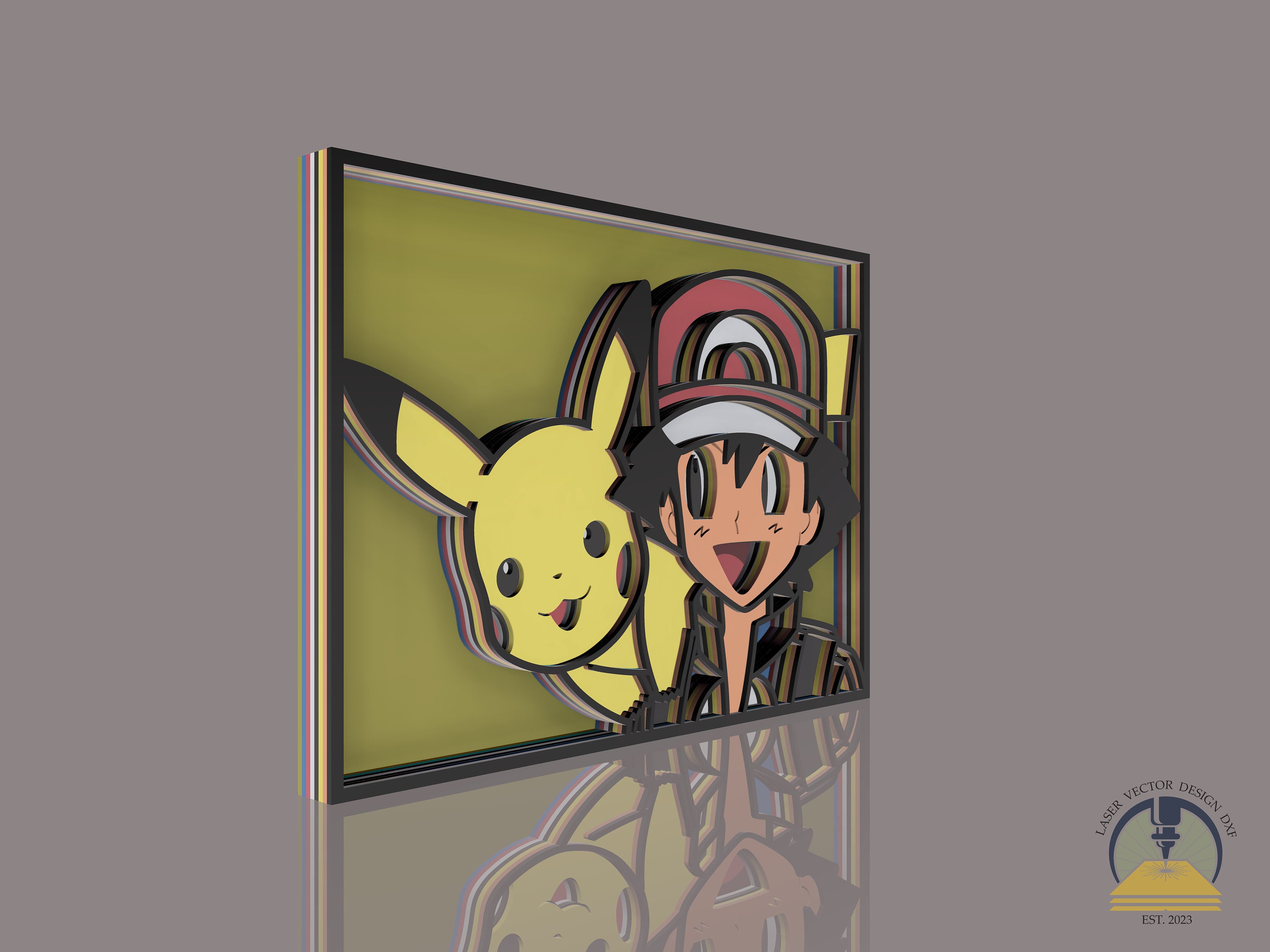 Pikachu Layered 3D Wall Frames Laser Cut Template - Etsy