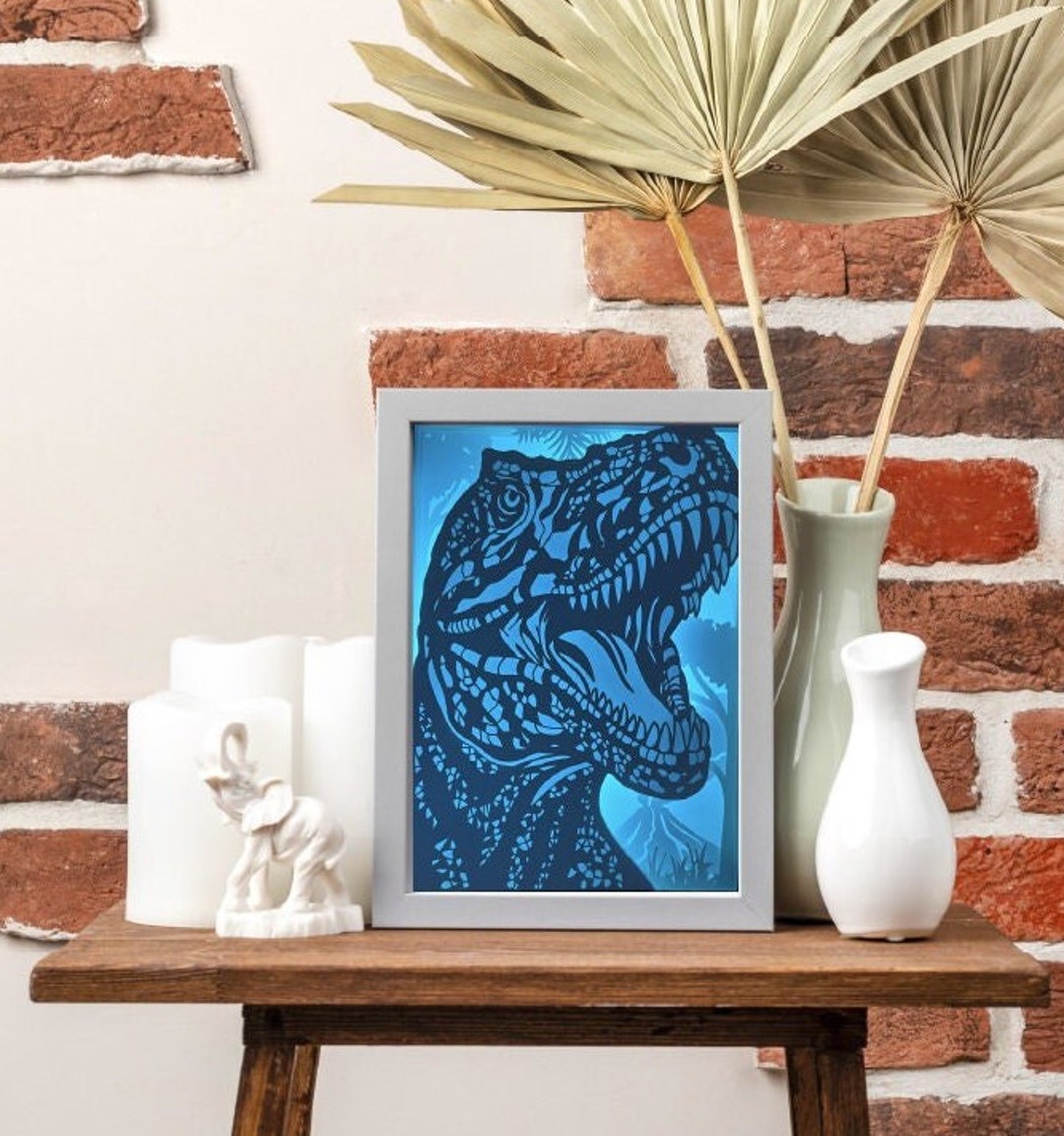 Lightbox Dinosaur T-rex and Volcano Digital File - Etsy