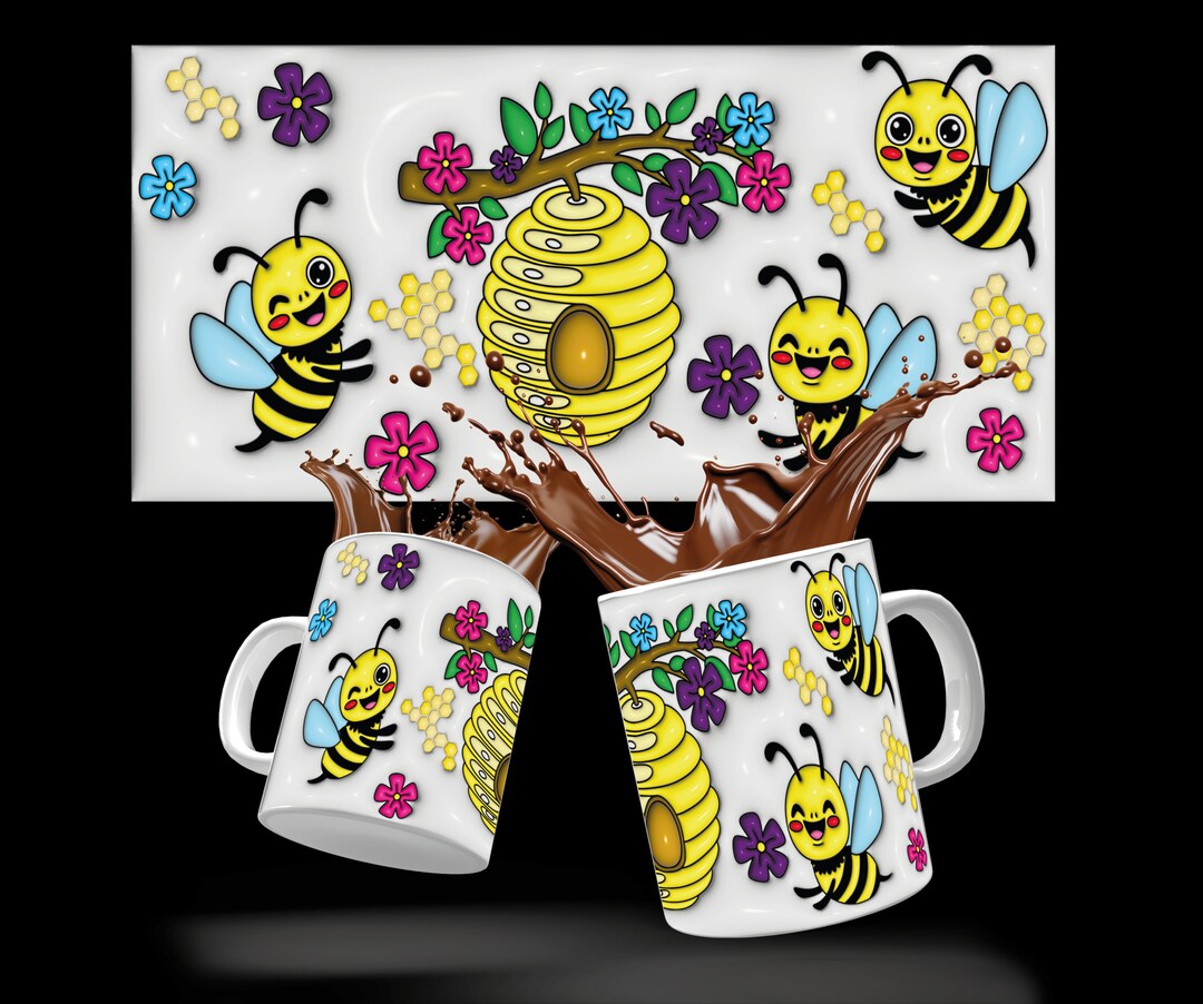 Sublimation Bees Hive 3D Inflated Png Digital File for Sublimation Mug ...