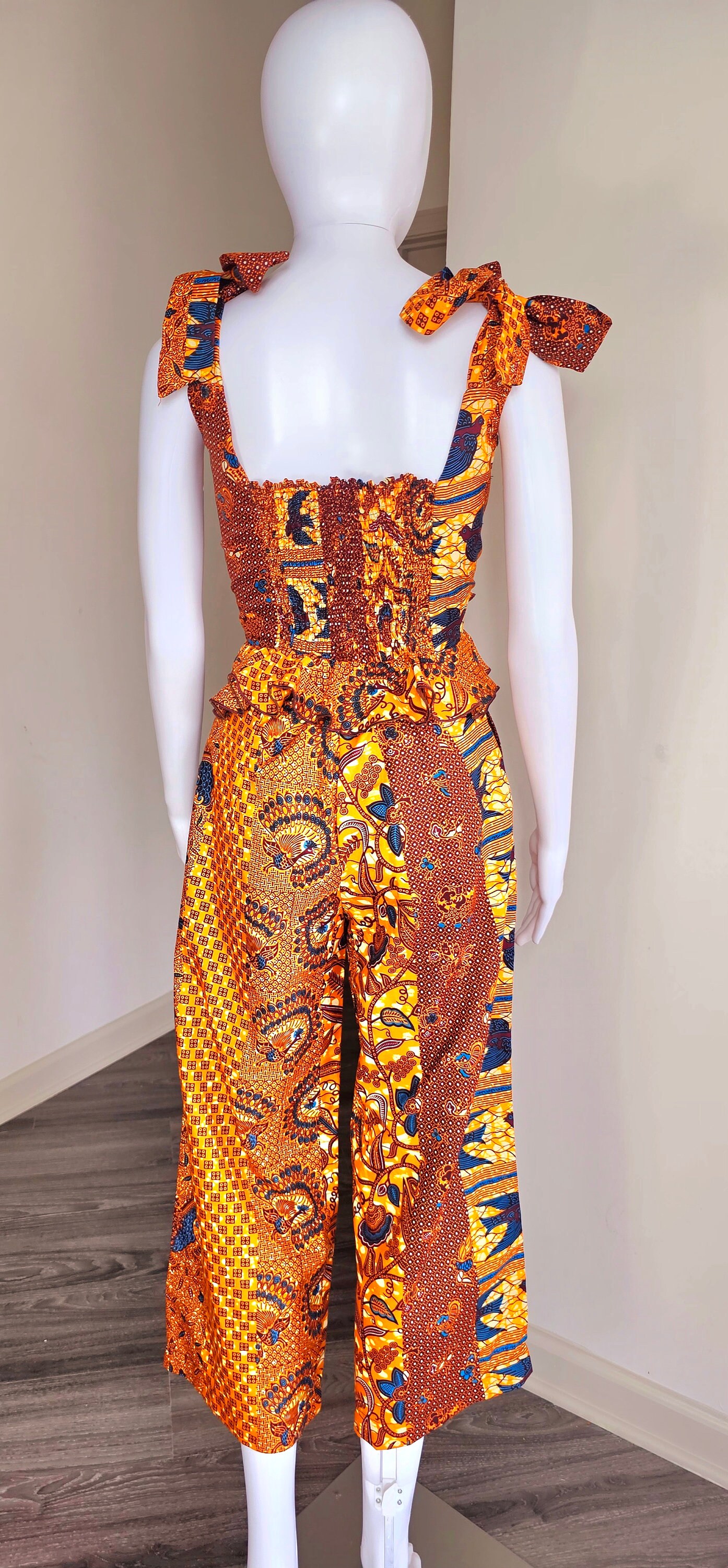African Print Two-piece Outfit Brown - Etsy