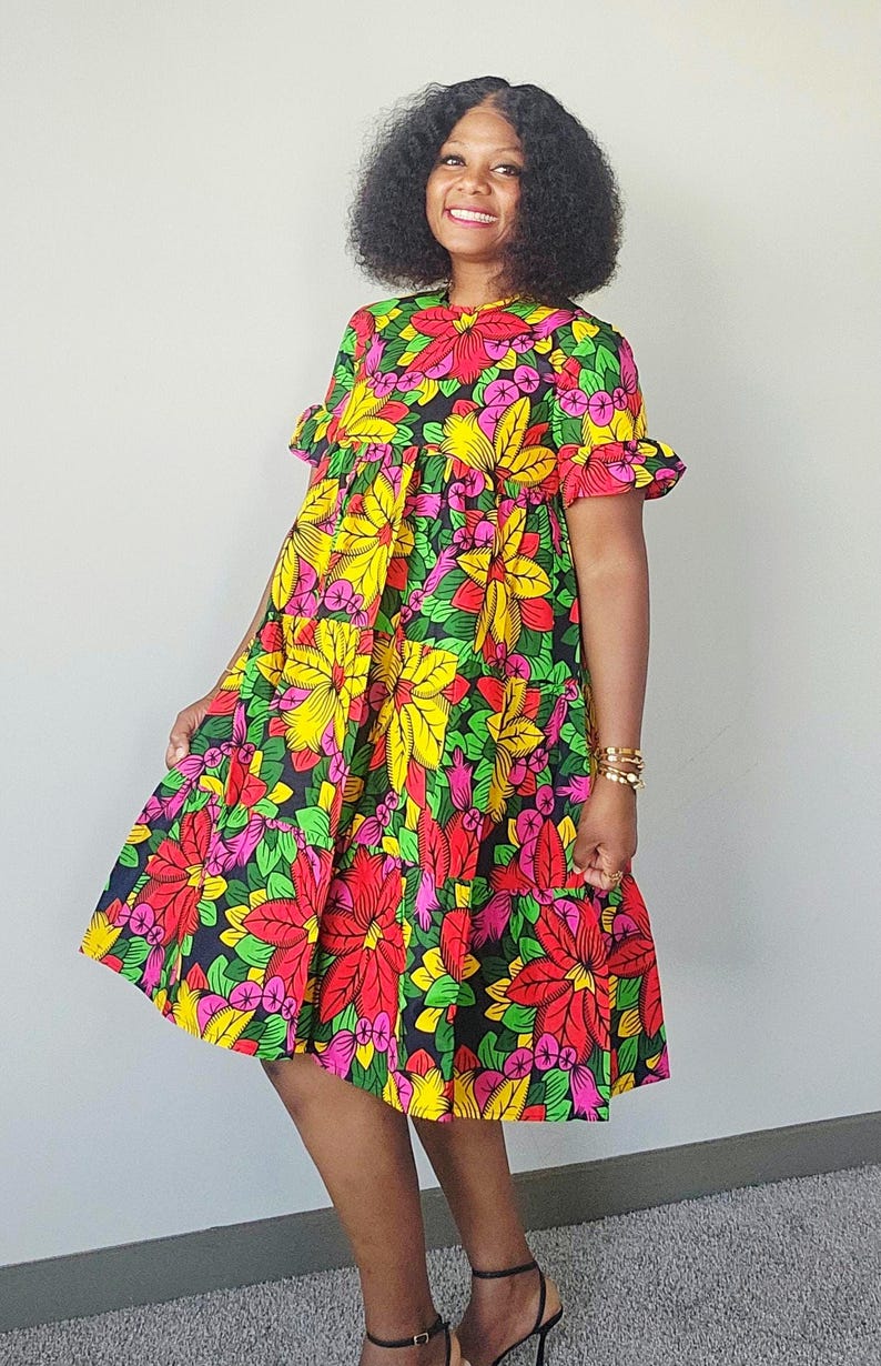 African Red Dress | Ankara Dress - Etsy