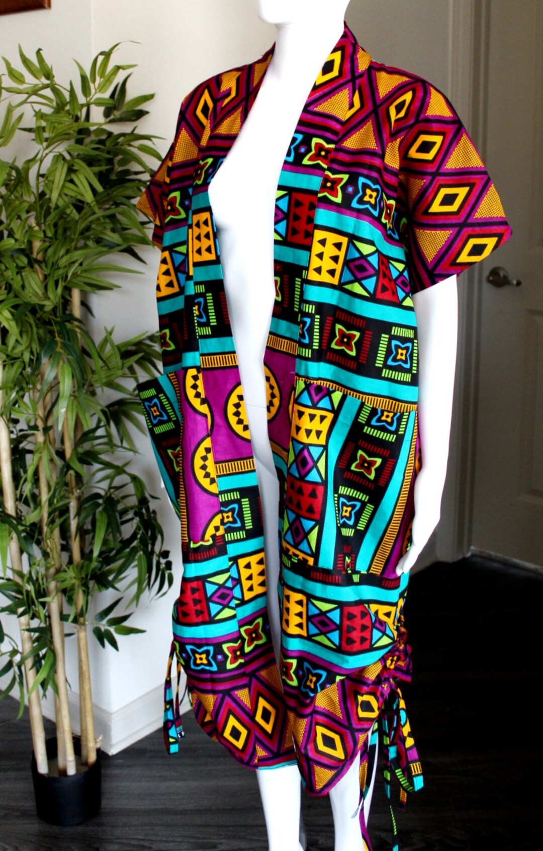 African Kente Drawstrings Kimono Jacket 100% Cotton - Etsy